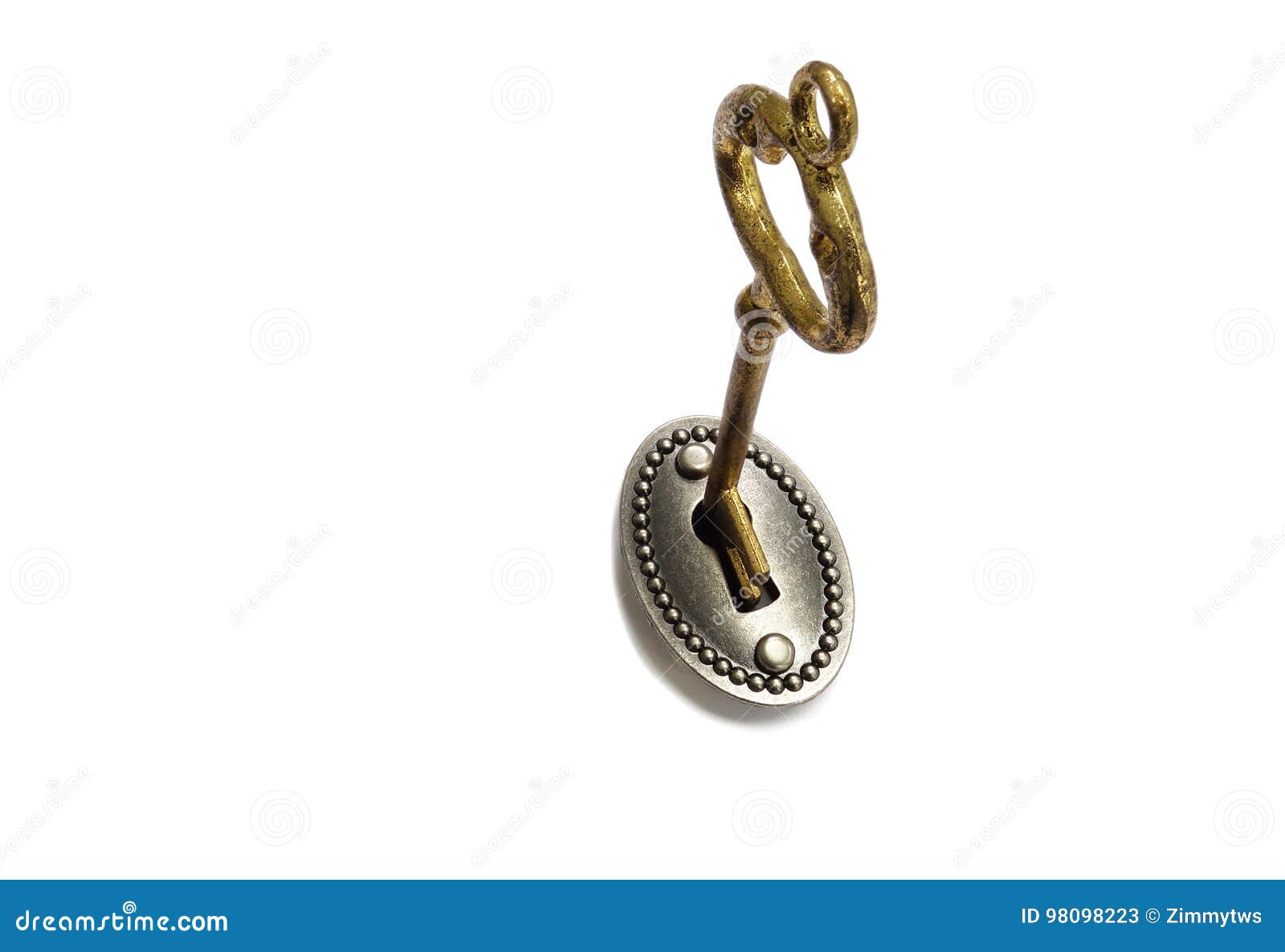 Vintage gold key and lock stock image. Image of gold - 98098223
