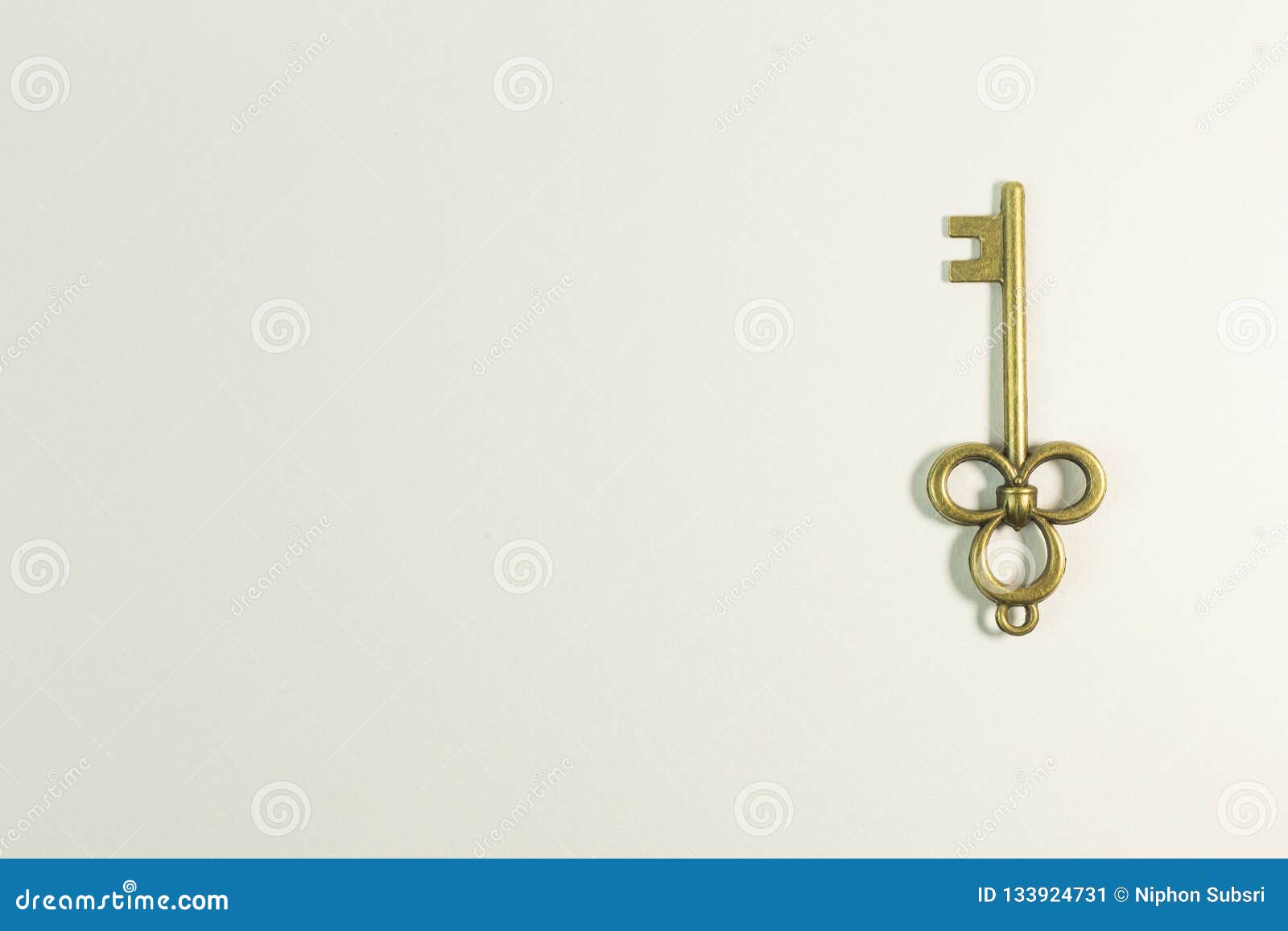Vintage Gold Key on White Background Stock Image - Image of secret ...
