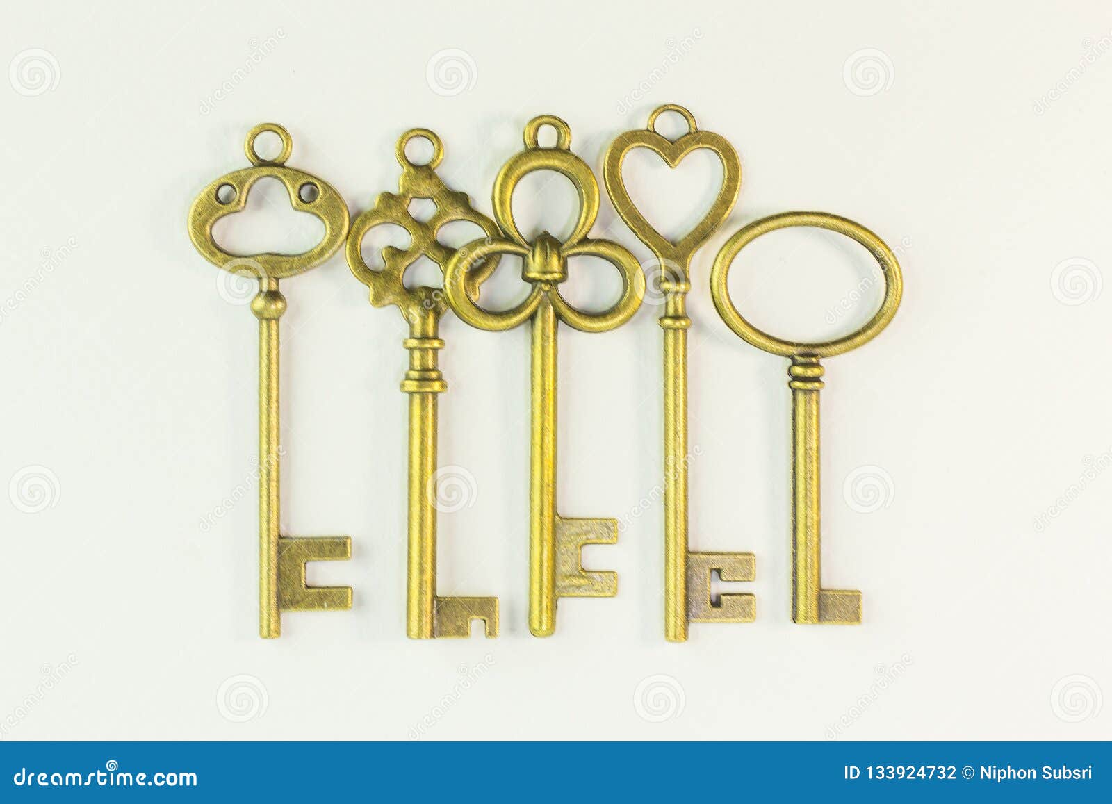 Vintage Gold Key on White Background Stock Photo - Image of home, keys ...