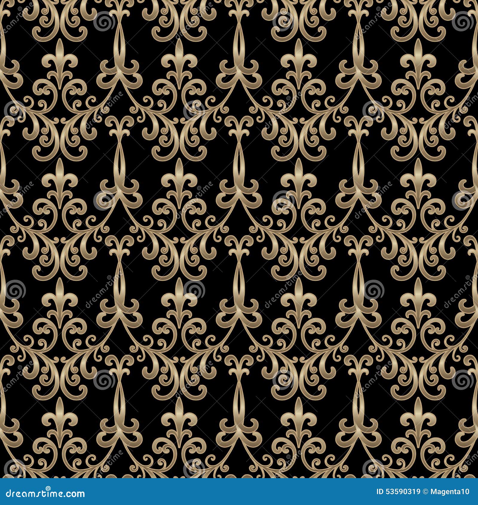 Vintage gold pattern stock vector. Illustration of damask - 53590319