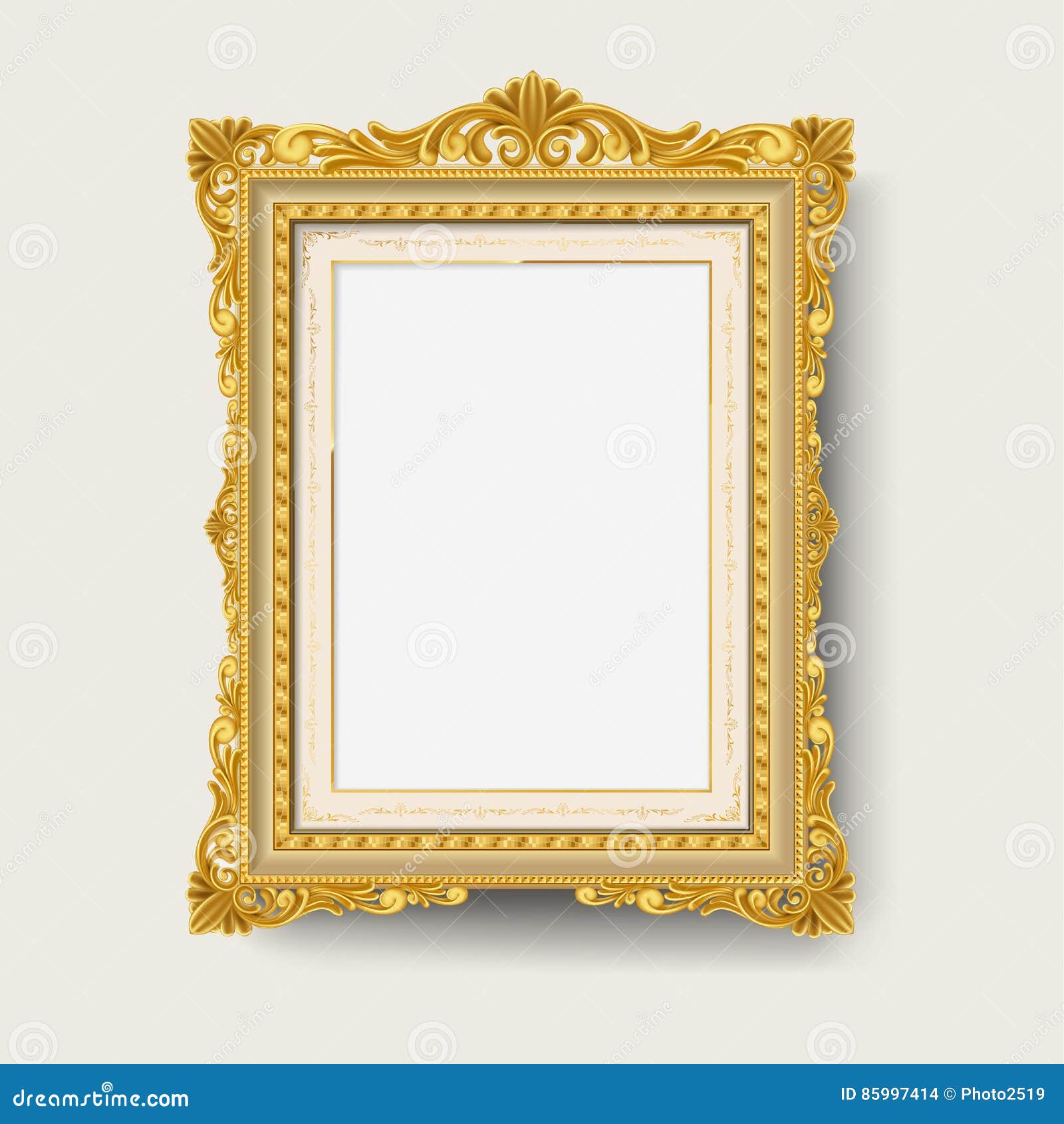 Vintage gold picture frame stock vector. Illustration of golden - 85997414