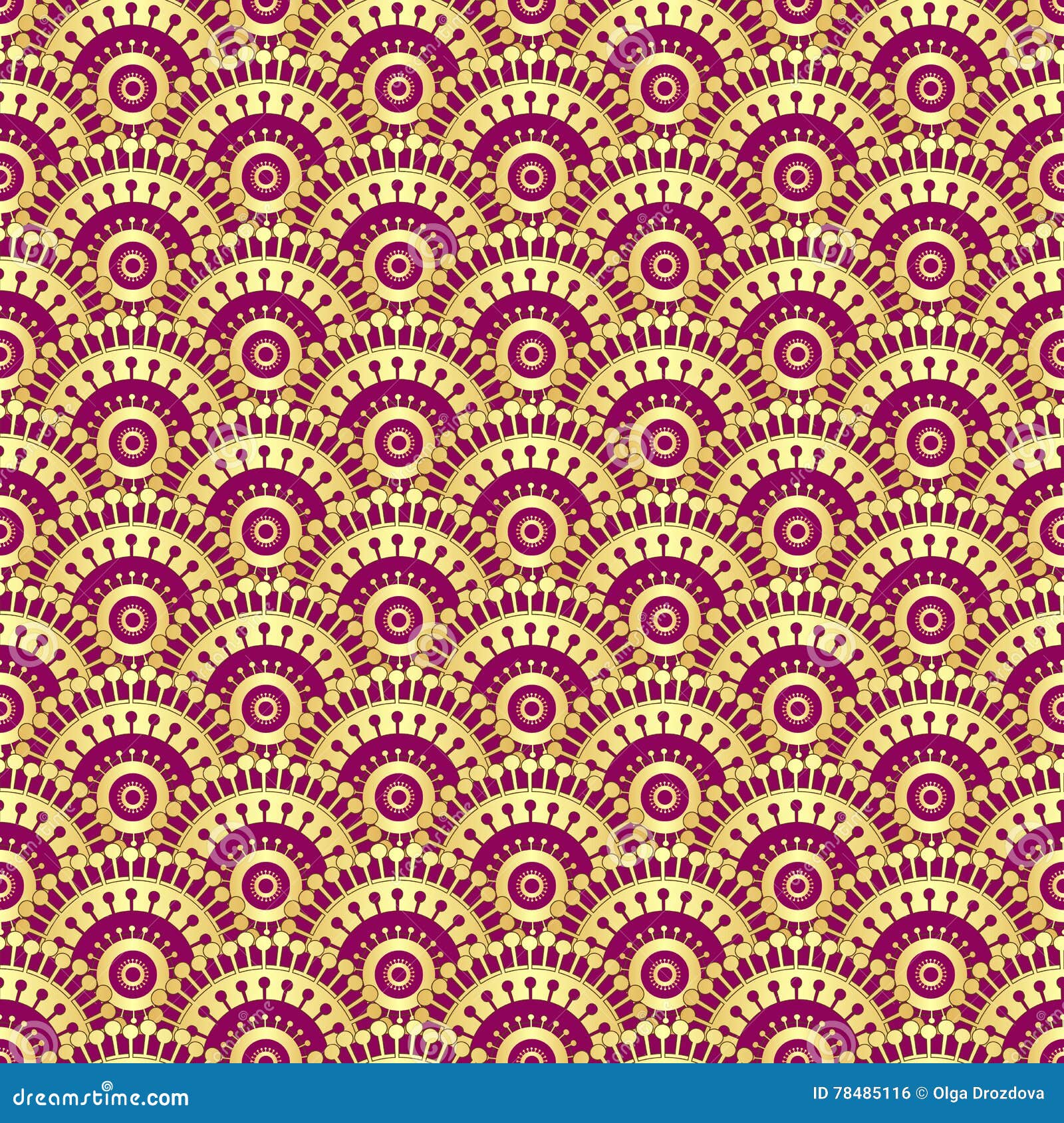 Vintage Gold and Purple Seamless Pattern Stock Vector - Illustration of ...