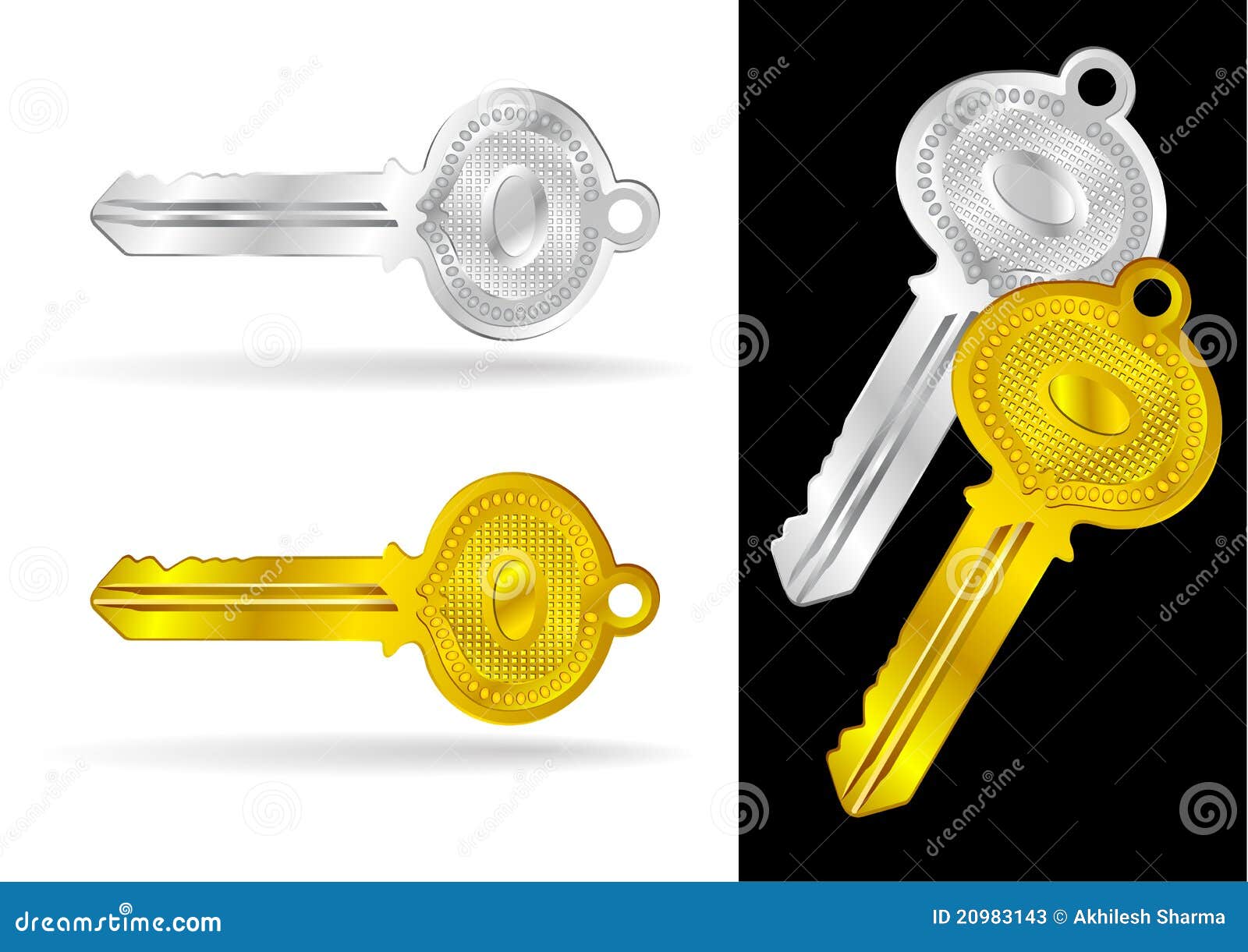 Vintage Gold and Silver Keys - Vector Stock Vector - Illustration of ...