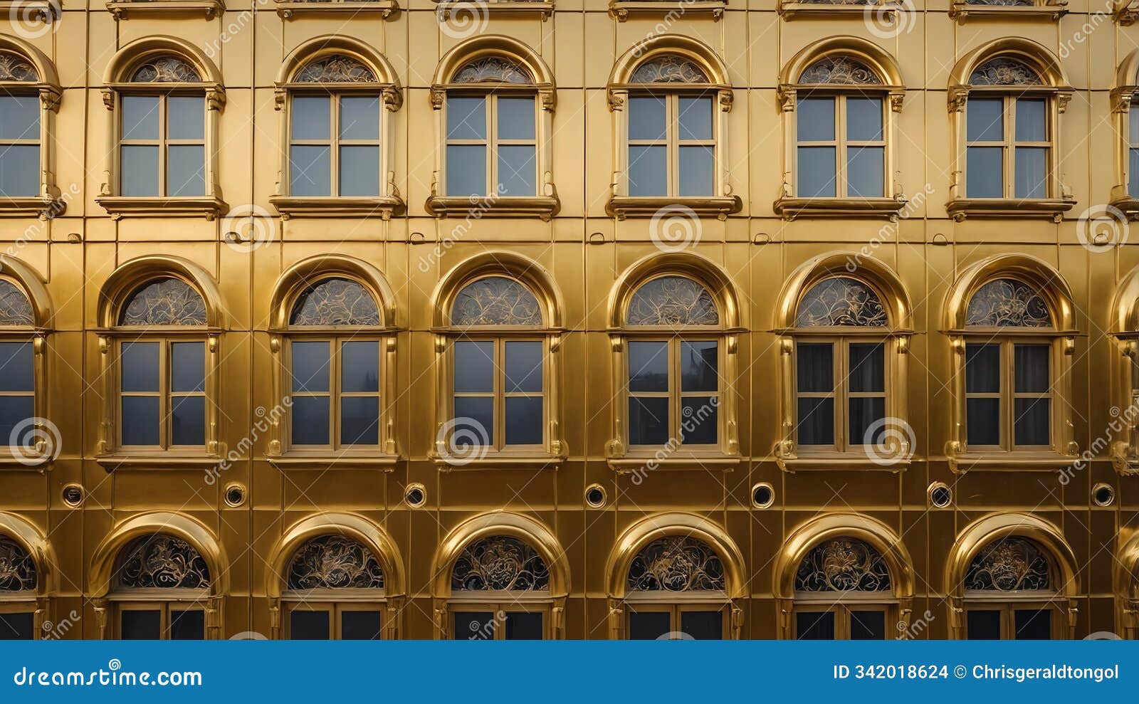 Vintage Gold Theme House with Square Windows for Backg Ai Generated ...