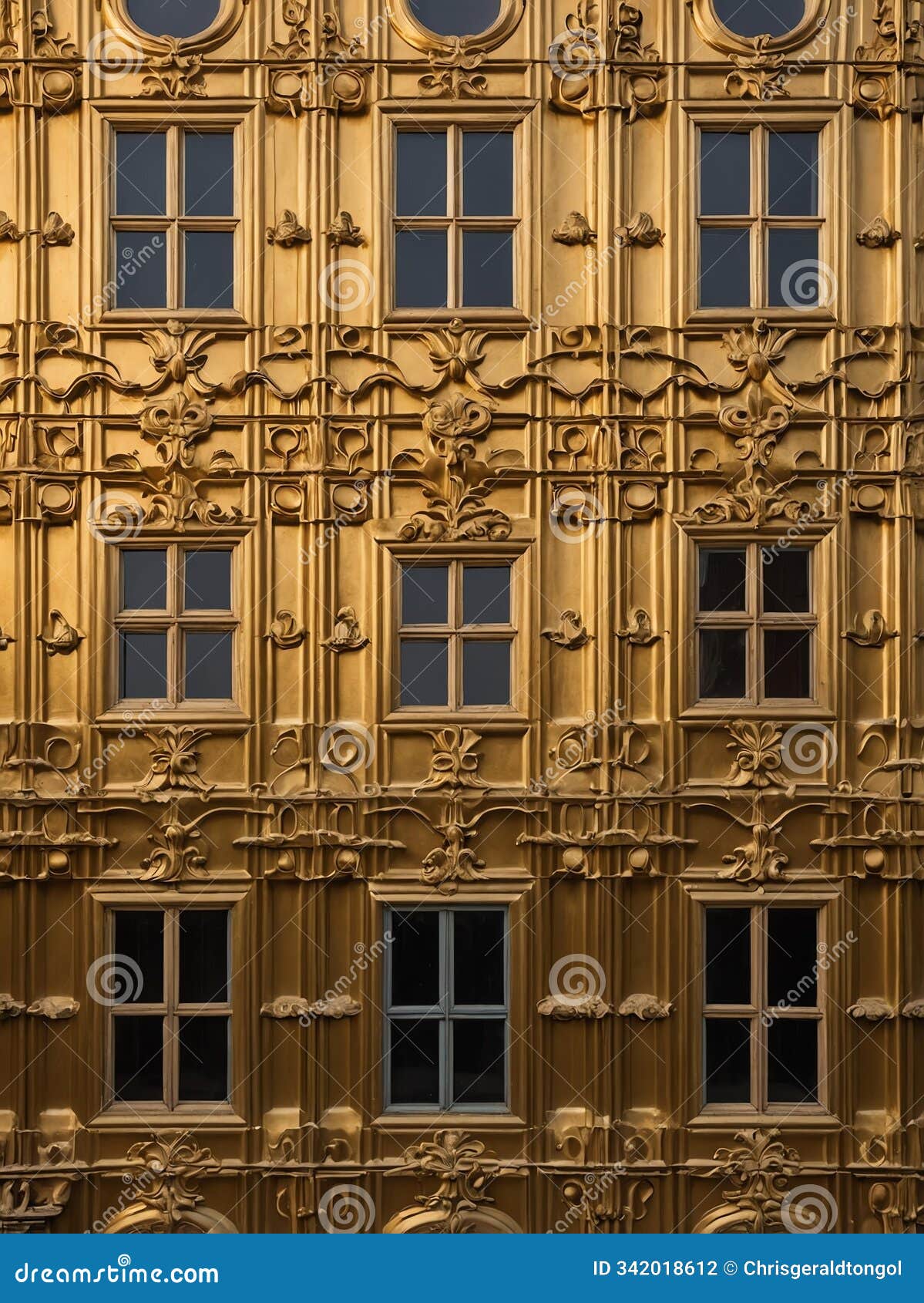 Vintage Gold Theme House with Square Windows Portrait Ai Generated ...