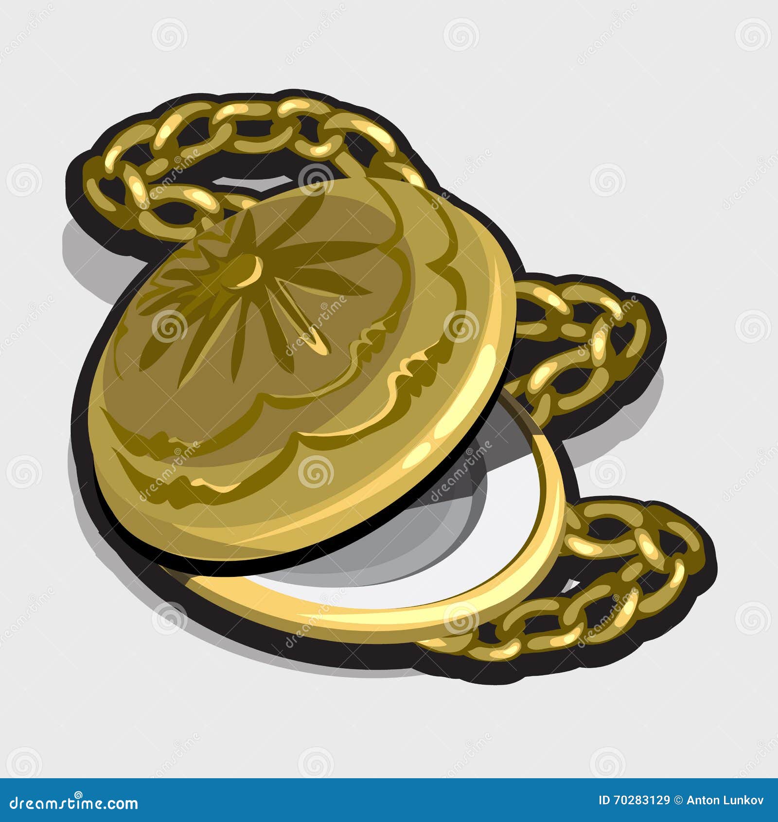 Vintage Gold Watch with Character, Vector Icon Stock Vector ...