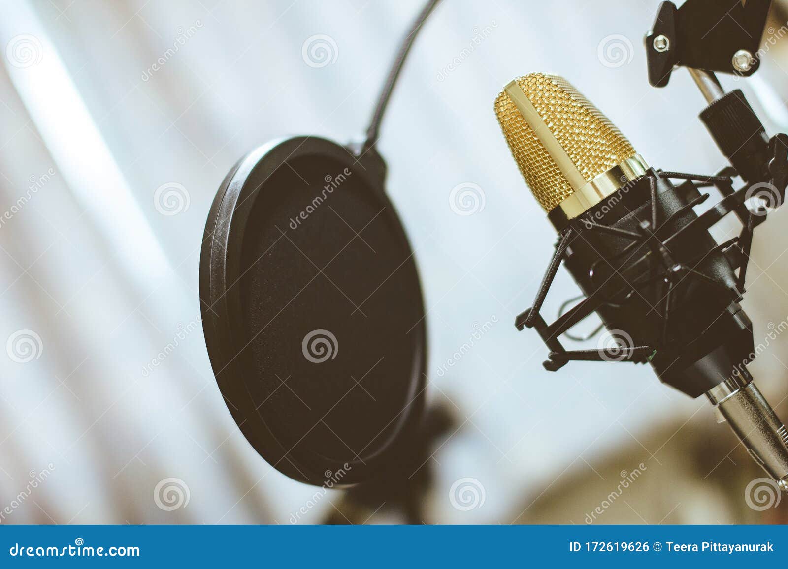 Vintage with Golden Condenser Microphones Stock Photo - Image of ...