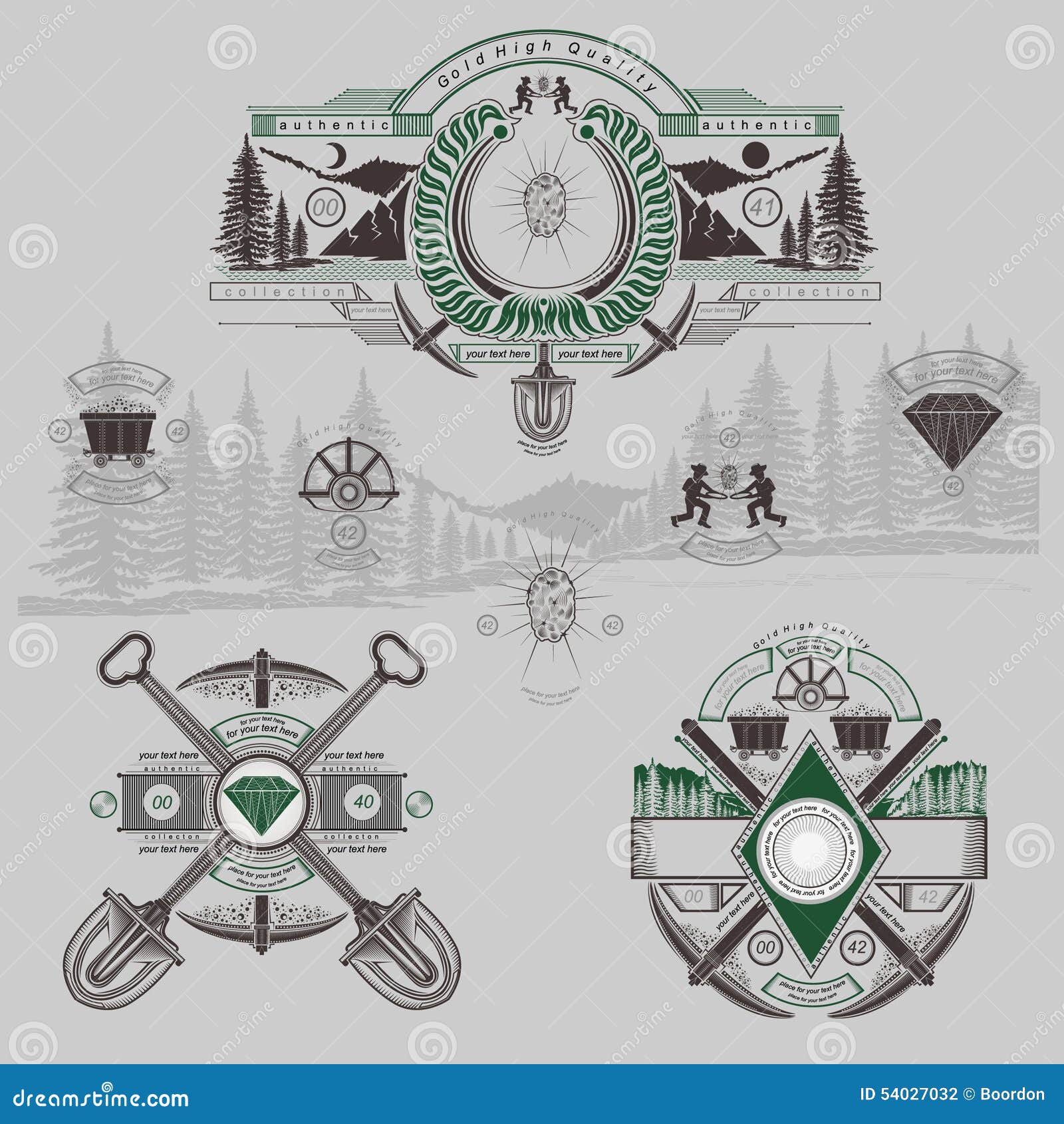 Diamond Mining Signs Black Thin Line Icon Set. Vector | CartoonDealer ...