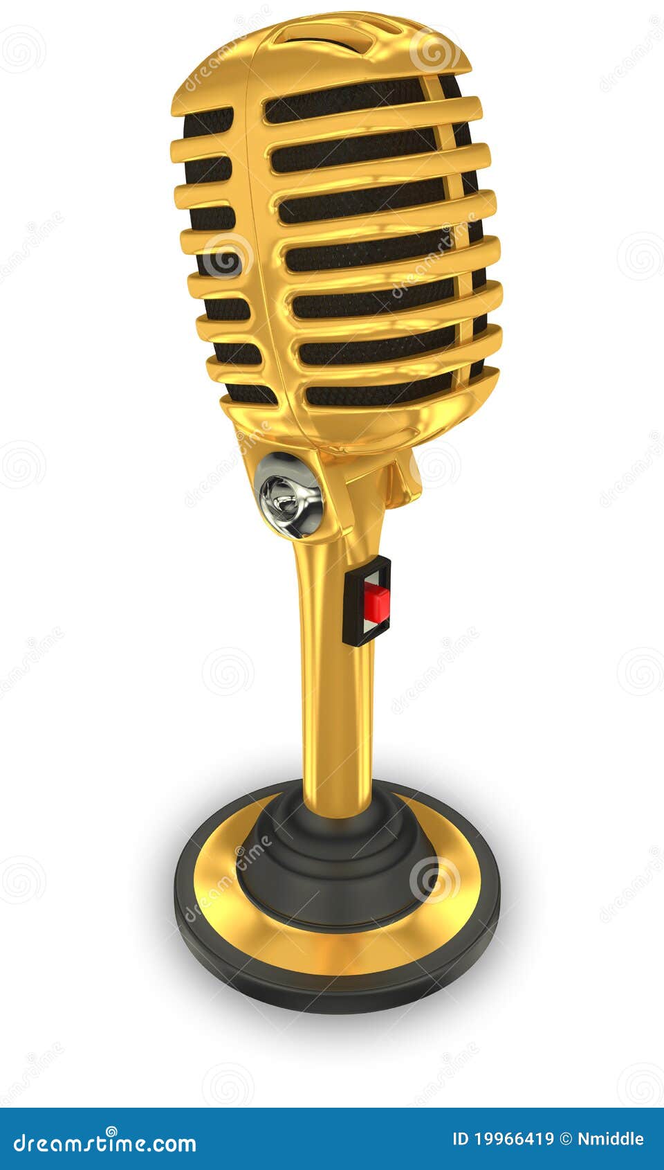 Vintage golden microphone stock illustration. Illustration of ...