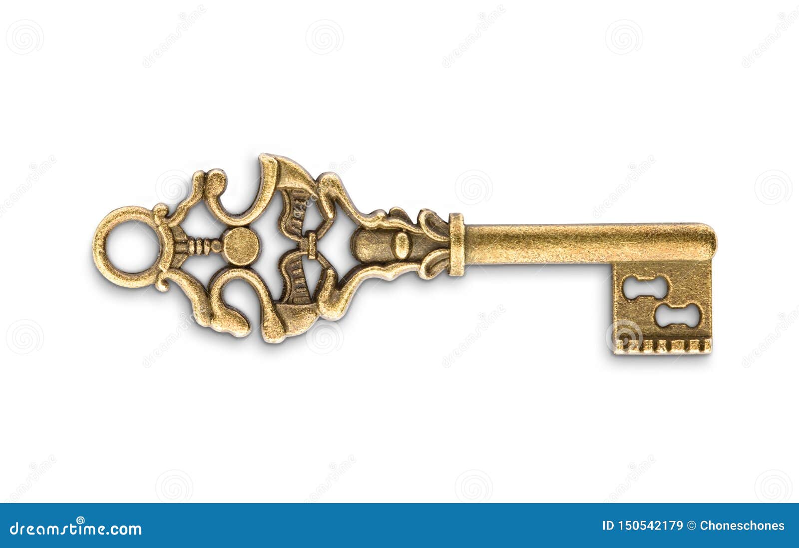 Vintage Golden Skeleton Key Isolated on White Background Stock Image ...