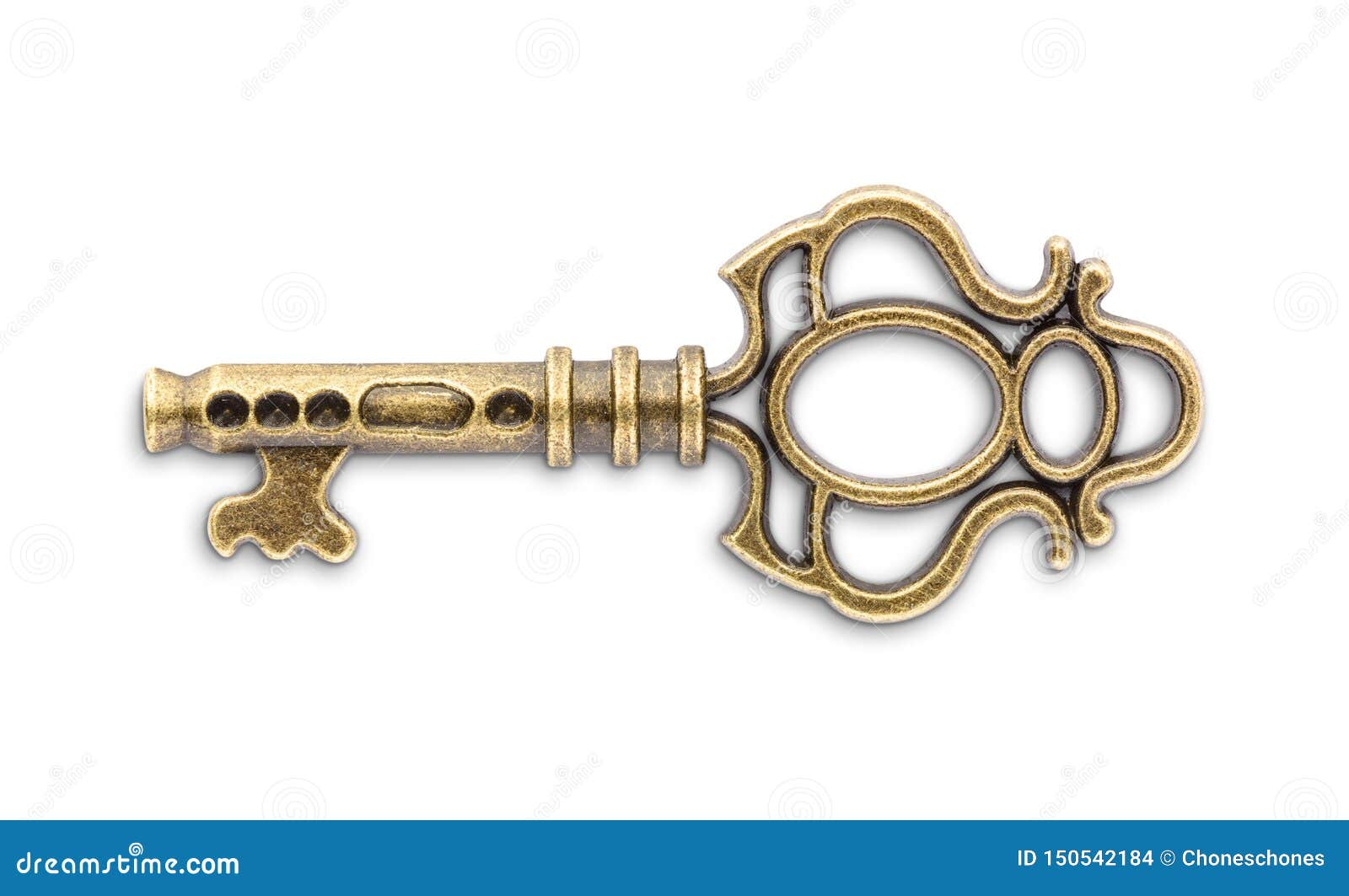 Vintage Golden Skeleton Key Isolated on White Background Stock Photo ...