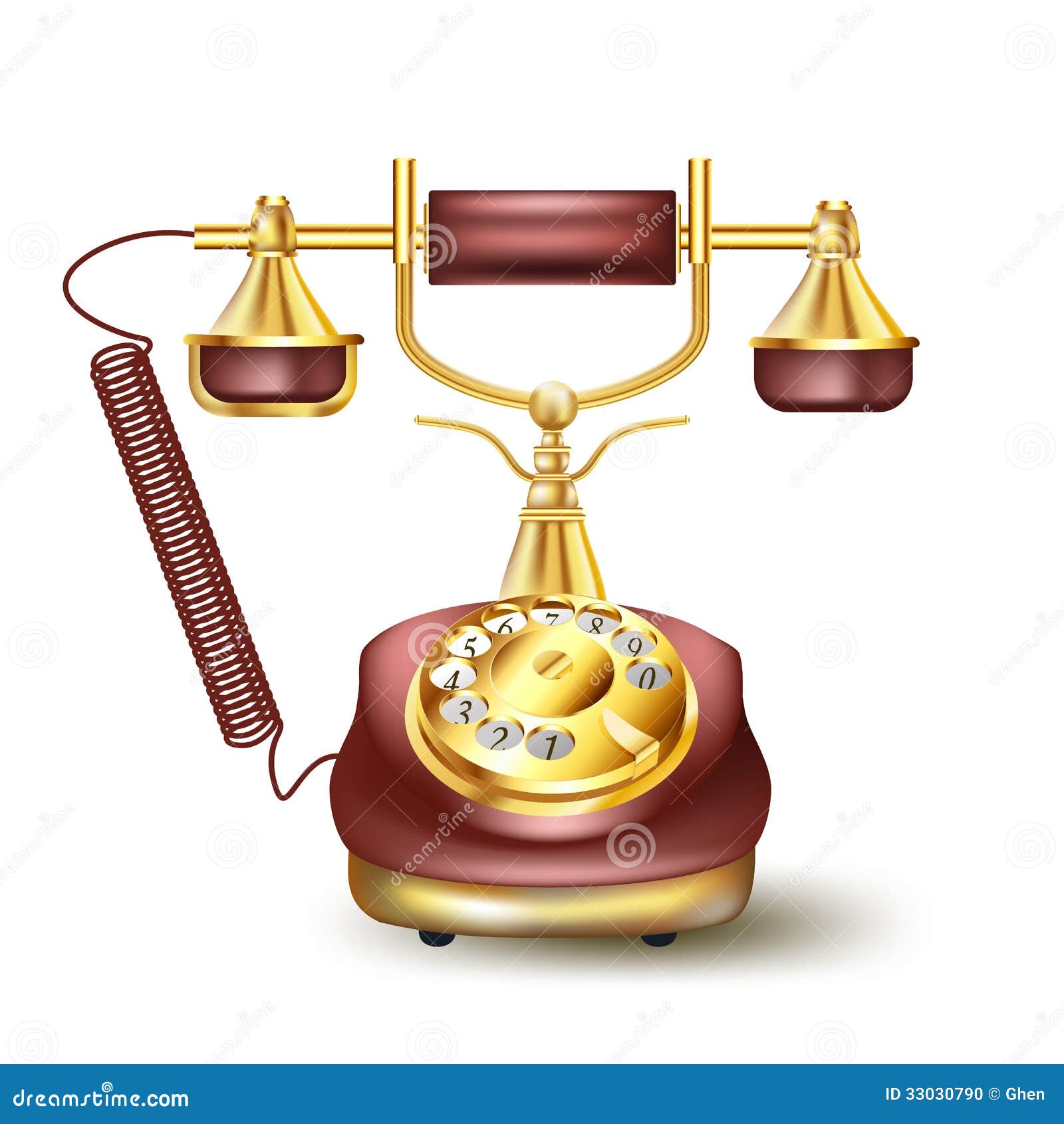 Vintage golden telephone stock vector. Illustration of contact - 33030790
