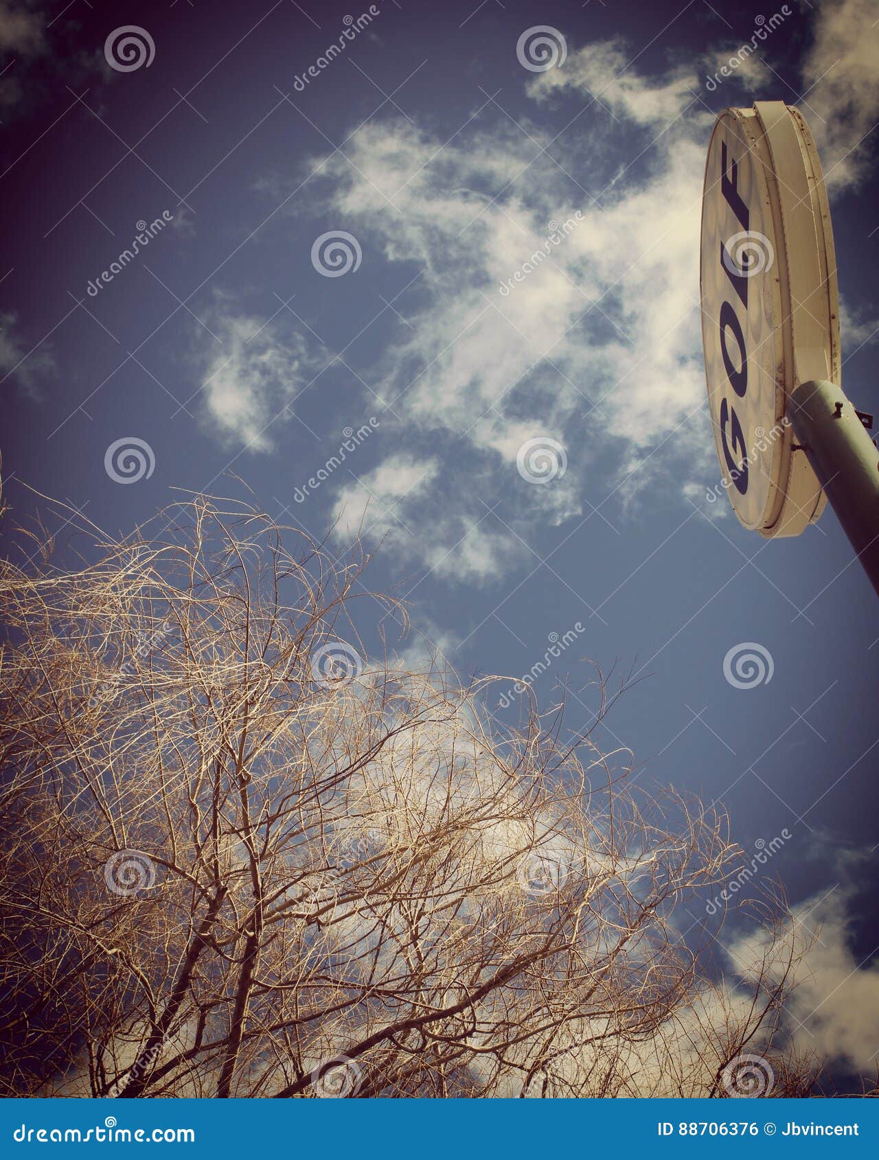 Vintage golf sign stock photo. Image of tree, orange - 88706376