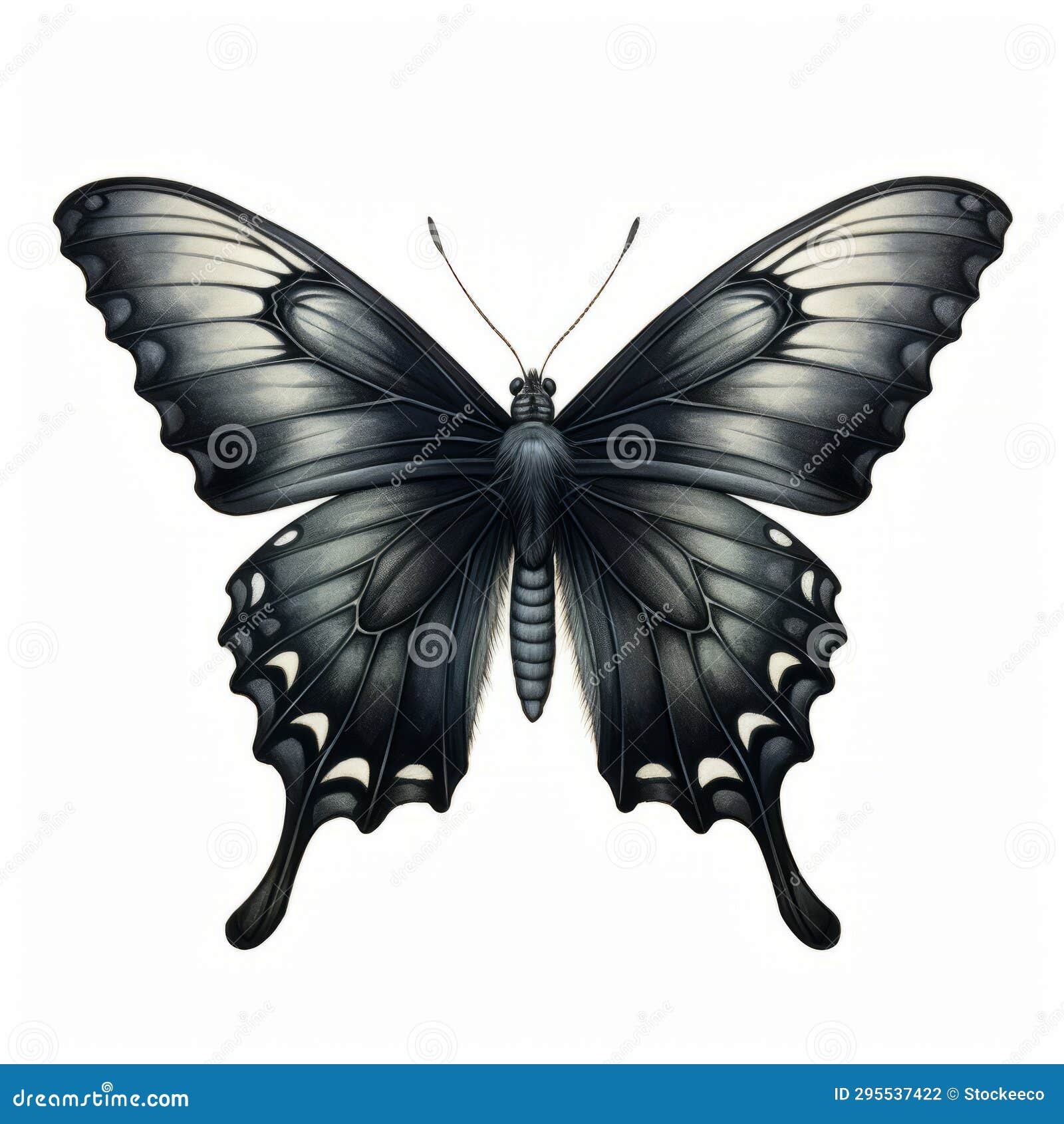 Vintage Gothic Butterfly Illustration on White Background Stock ...