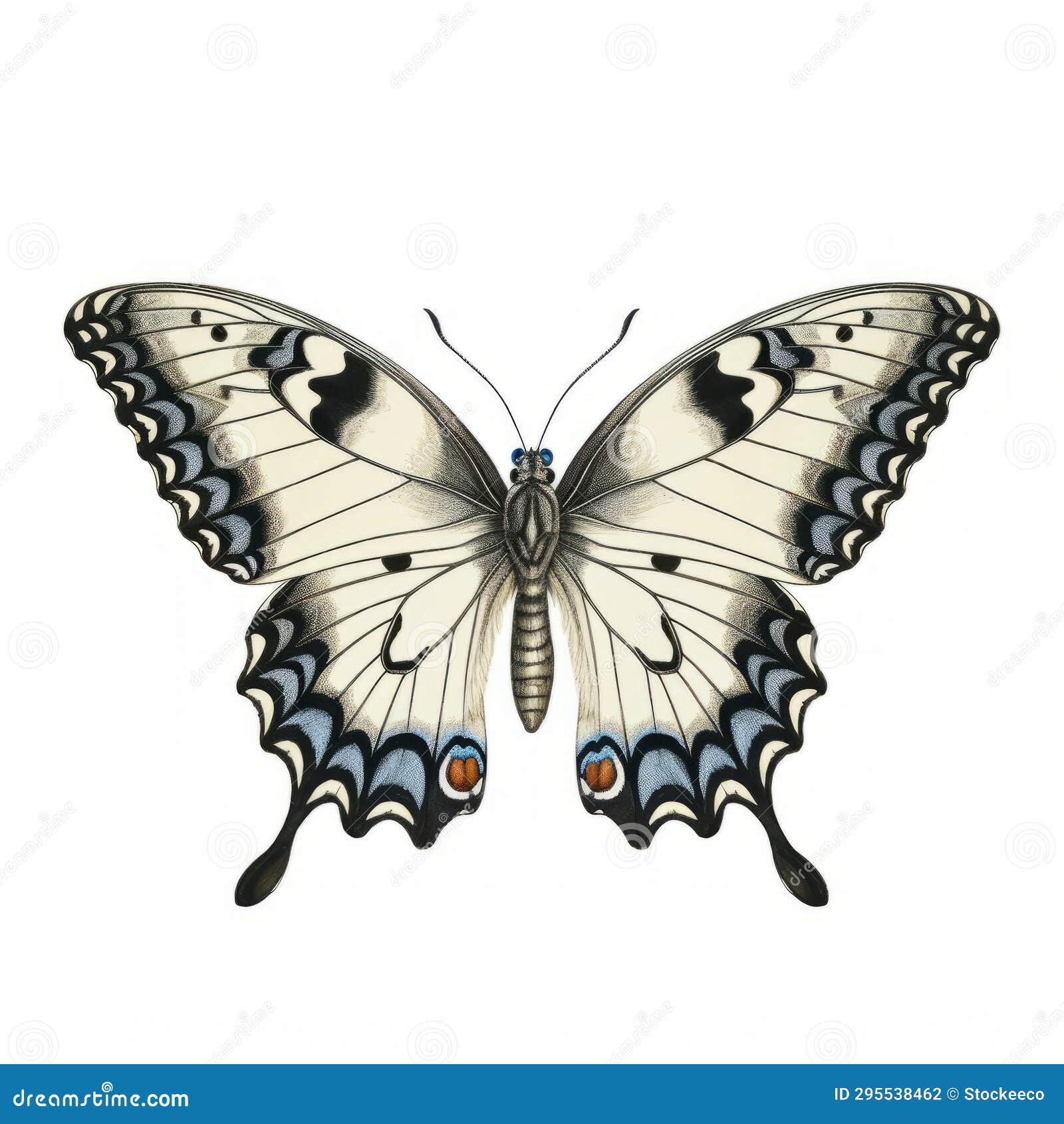 Vintage Gothic Butterfly Illustration in White and Black Stock ...