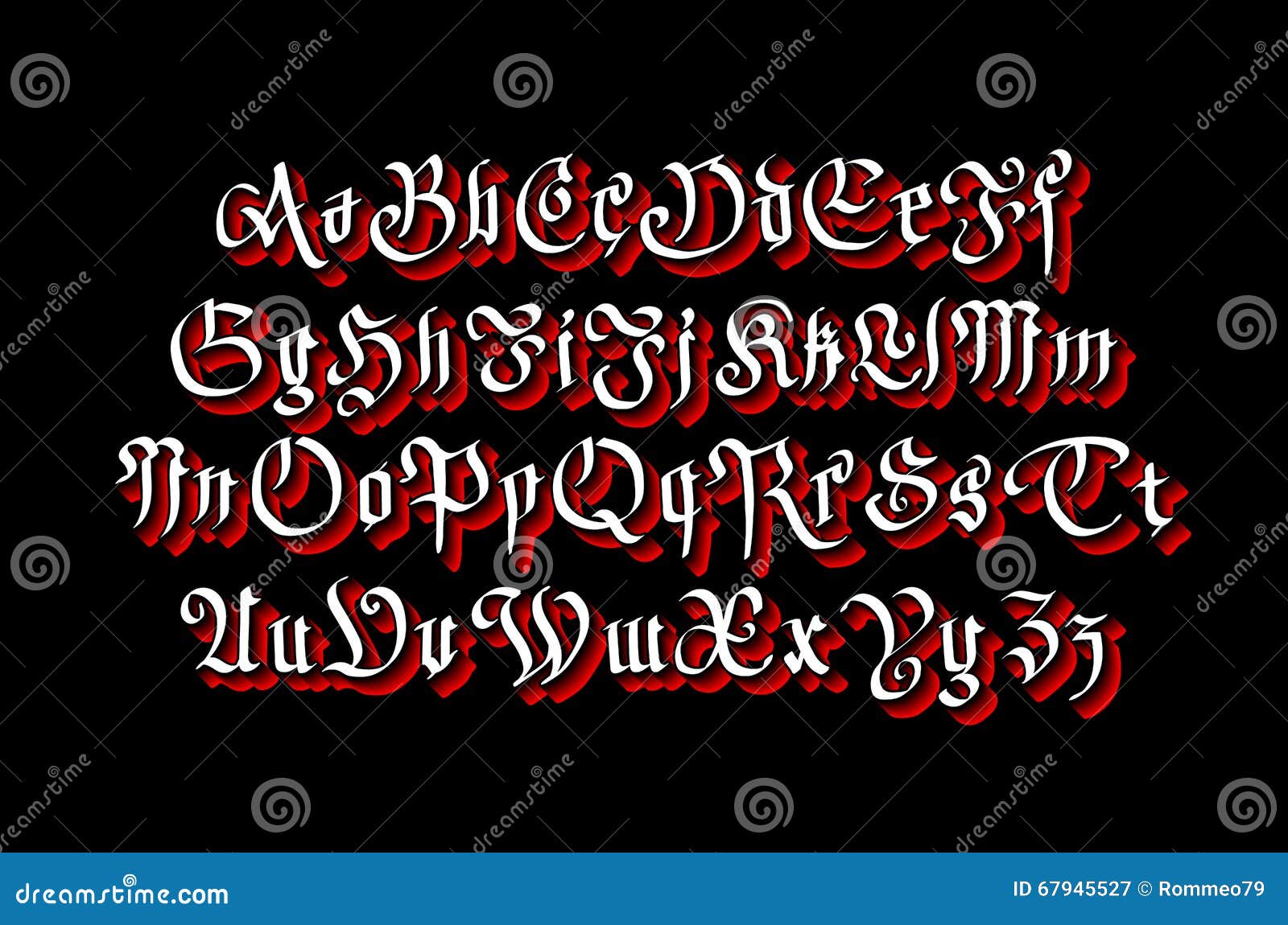 Vintage Gothic Old Style Typeface On Dark Background Cartoon Vector ...