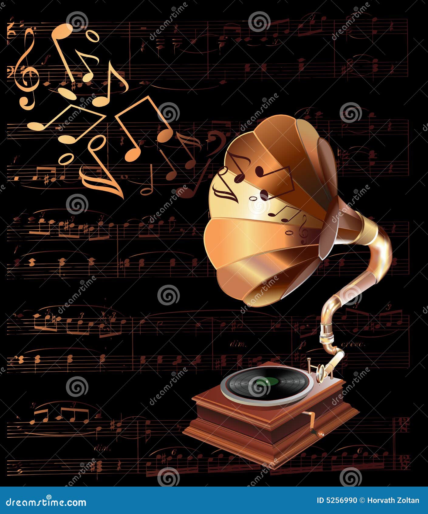 Vintage Gramophone Silhouette Poster Vector Illustration ...