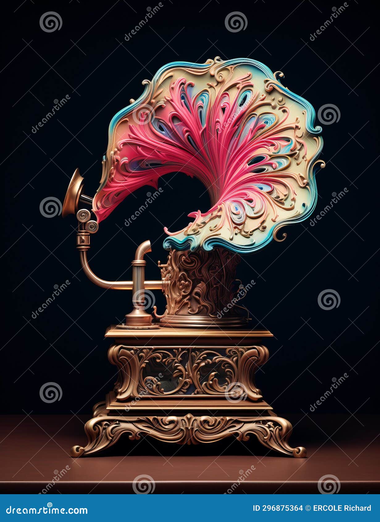 Vintage Gramophone with Colorful Charm Stock Photo - Image of colorful ...