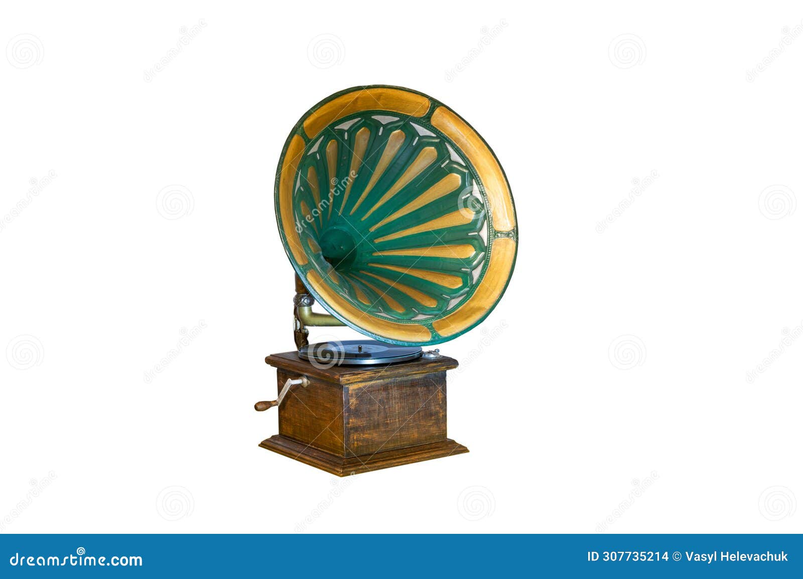 Vintage Gramophone with Vinyl Disc Isolated on White Background Stock ...
