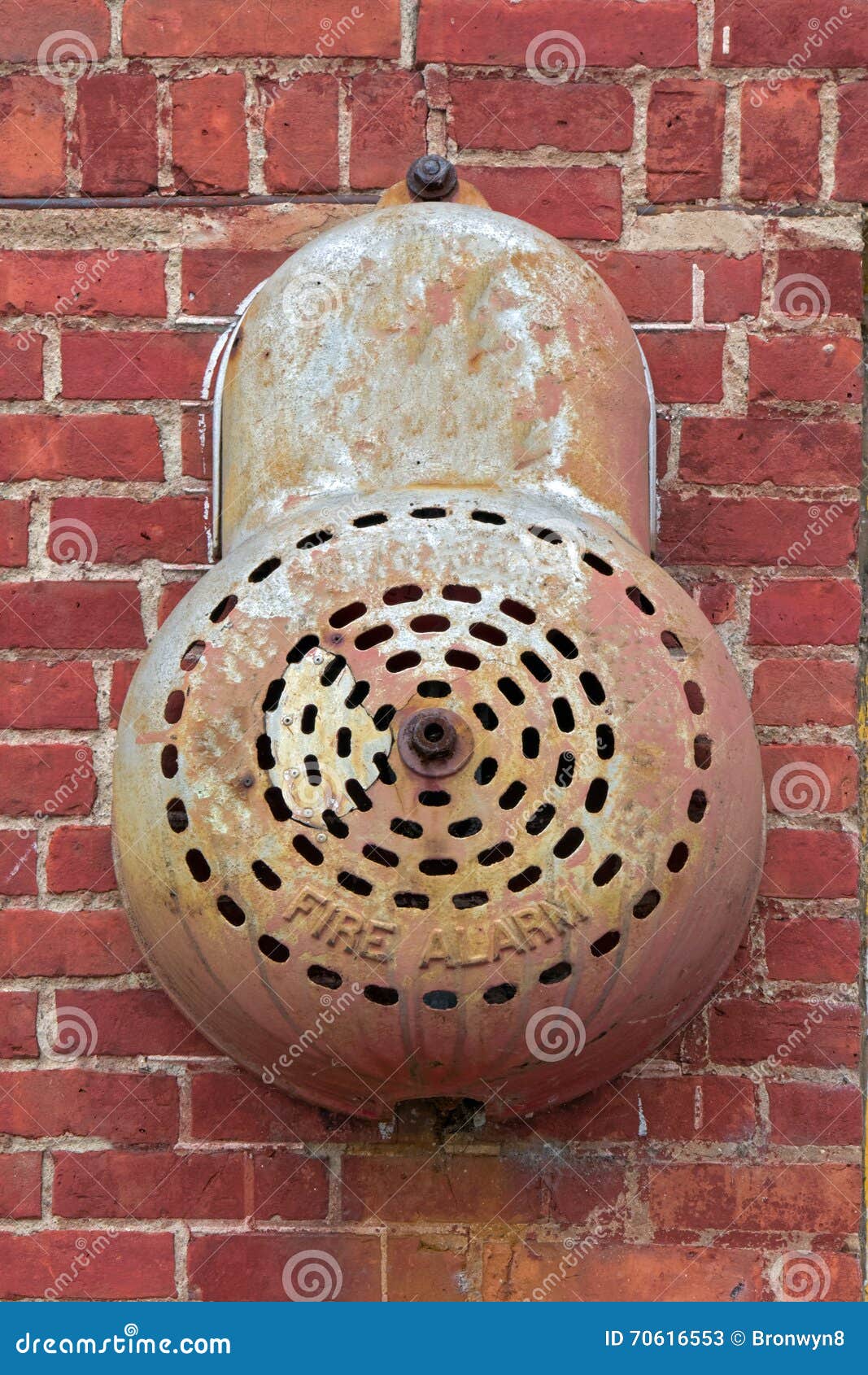 Vintage Gray Fire Alarm stock image. Image of holes, wall - 70616553