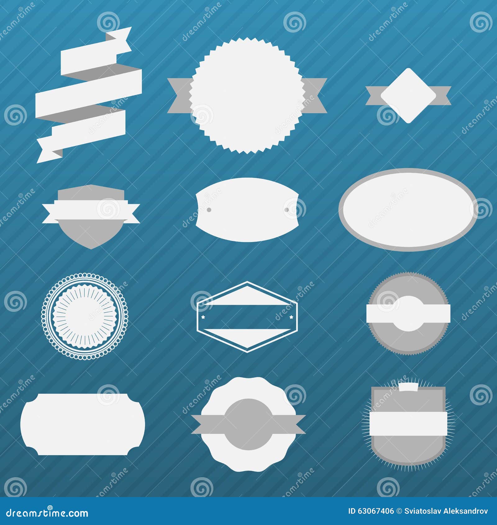 Vintage Gray Labels Set on Blue Background Stock Vector - Illustration ...