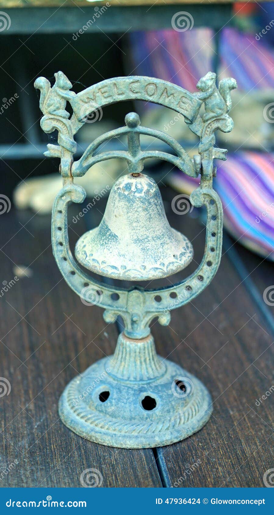 Vintage Green Copper Ring Bell Stock Photo - Image of vintage, white ...