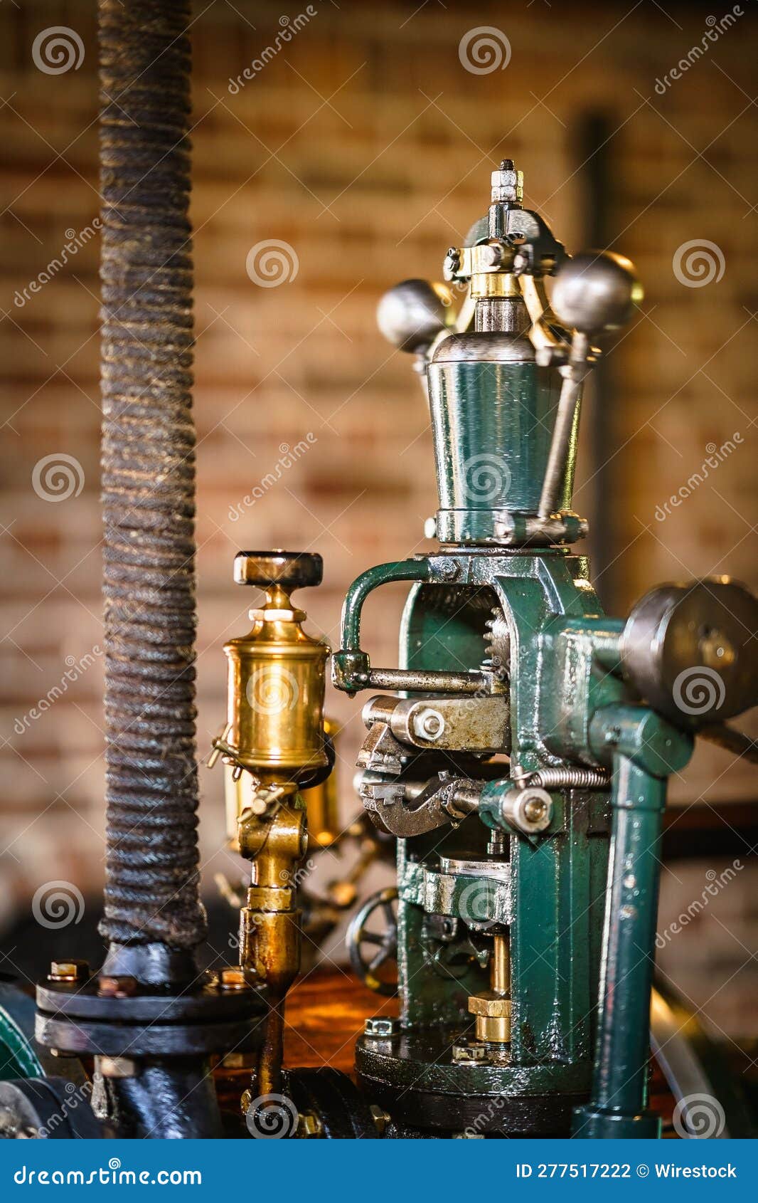 Vintage Green and Gold Steam Engine with Three Valves Stock Photo ...