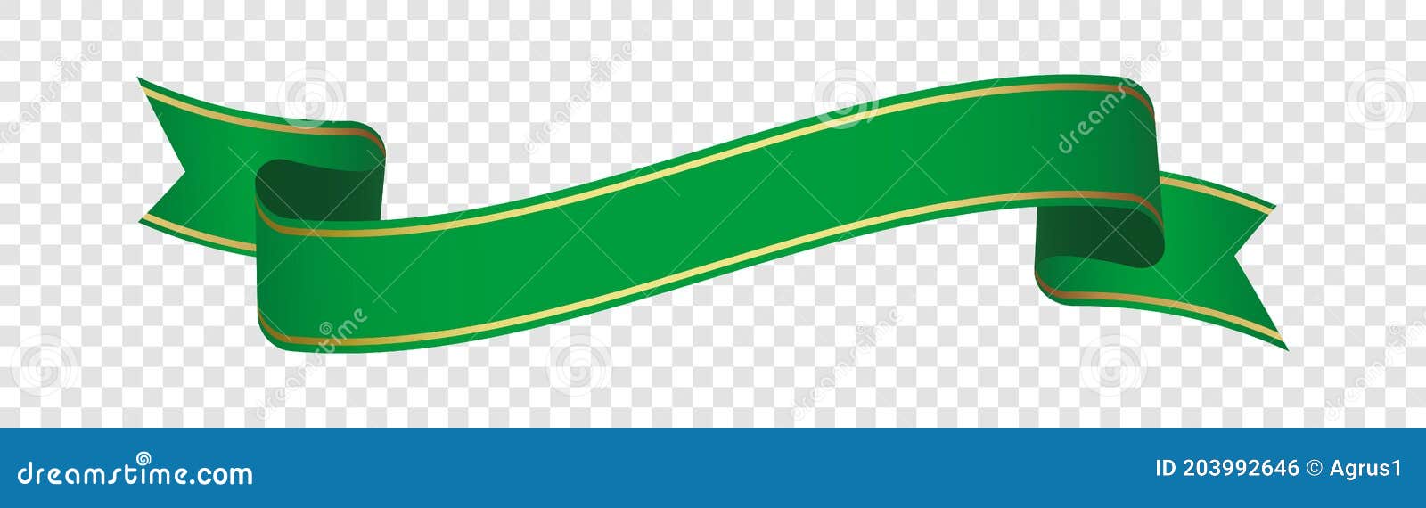Vintage Green Ribbon Banner Label on Transparent Background Stock ...
