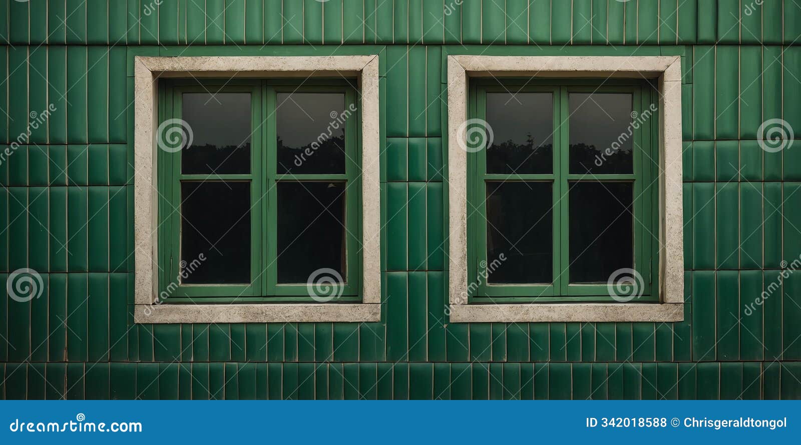 Vintage Green Theme House with Square Windows for Bann Ai Generated ...