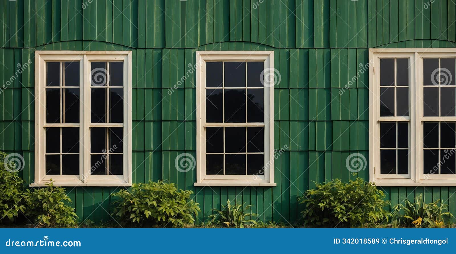Vintage Green Theme House with Square Windows for Bann Ai Generated ...