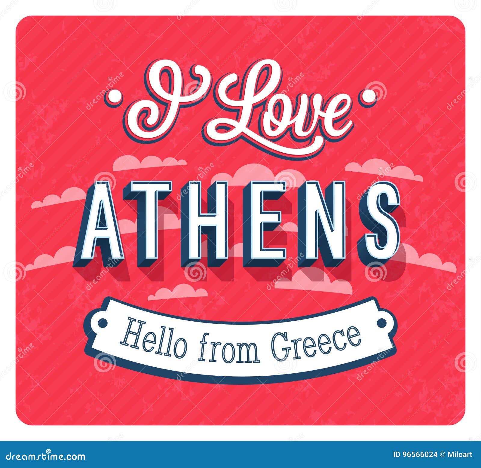 Vintage Greeting Card from Athens - Greece. Stock Vector - Illustration ...