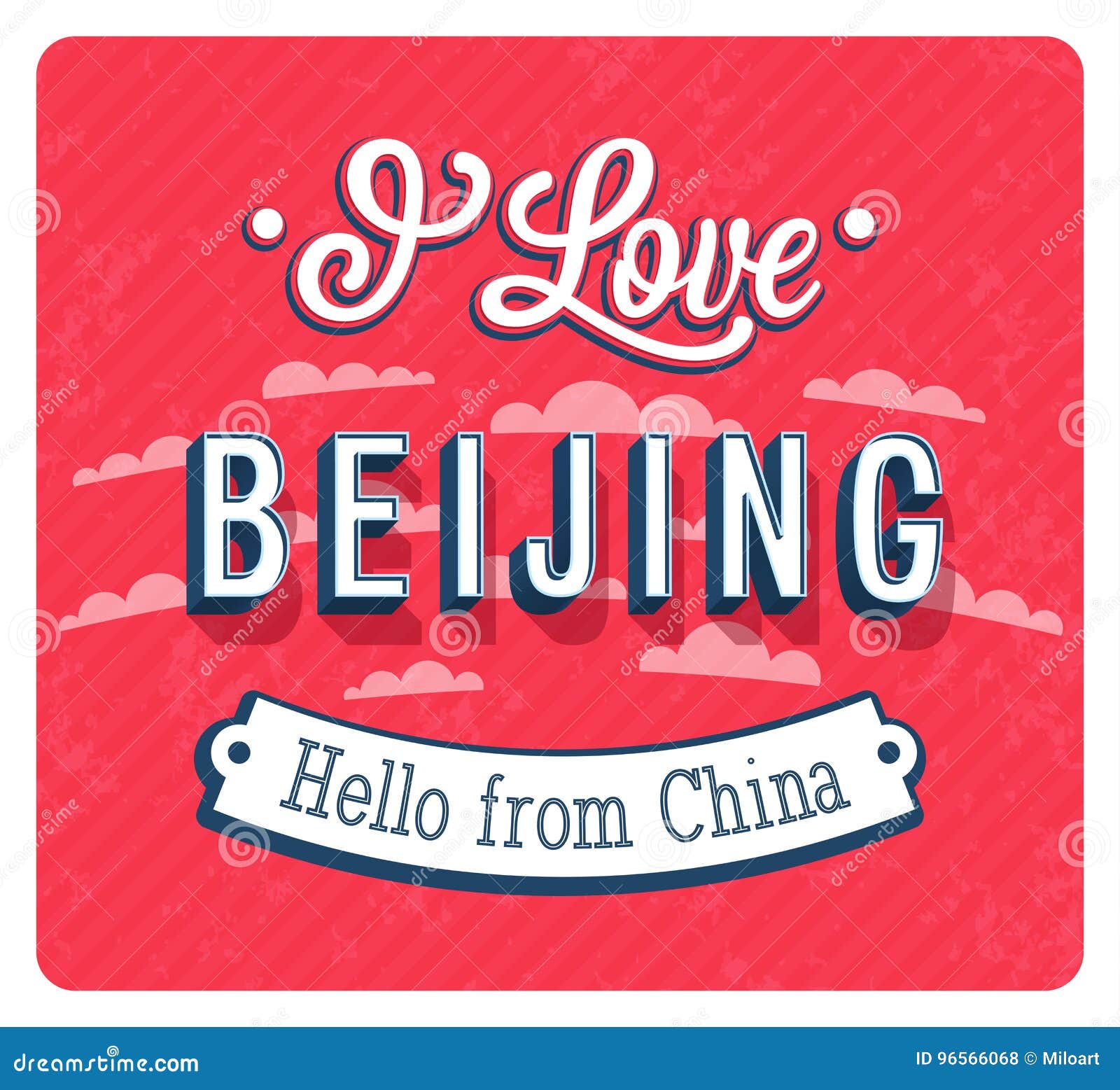 Vintage Greeting Card from Beijing - China. Stock Vector - Illustration ...