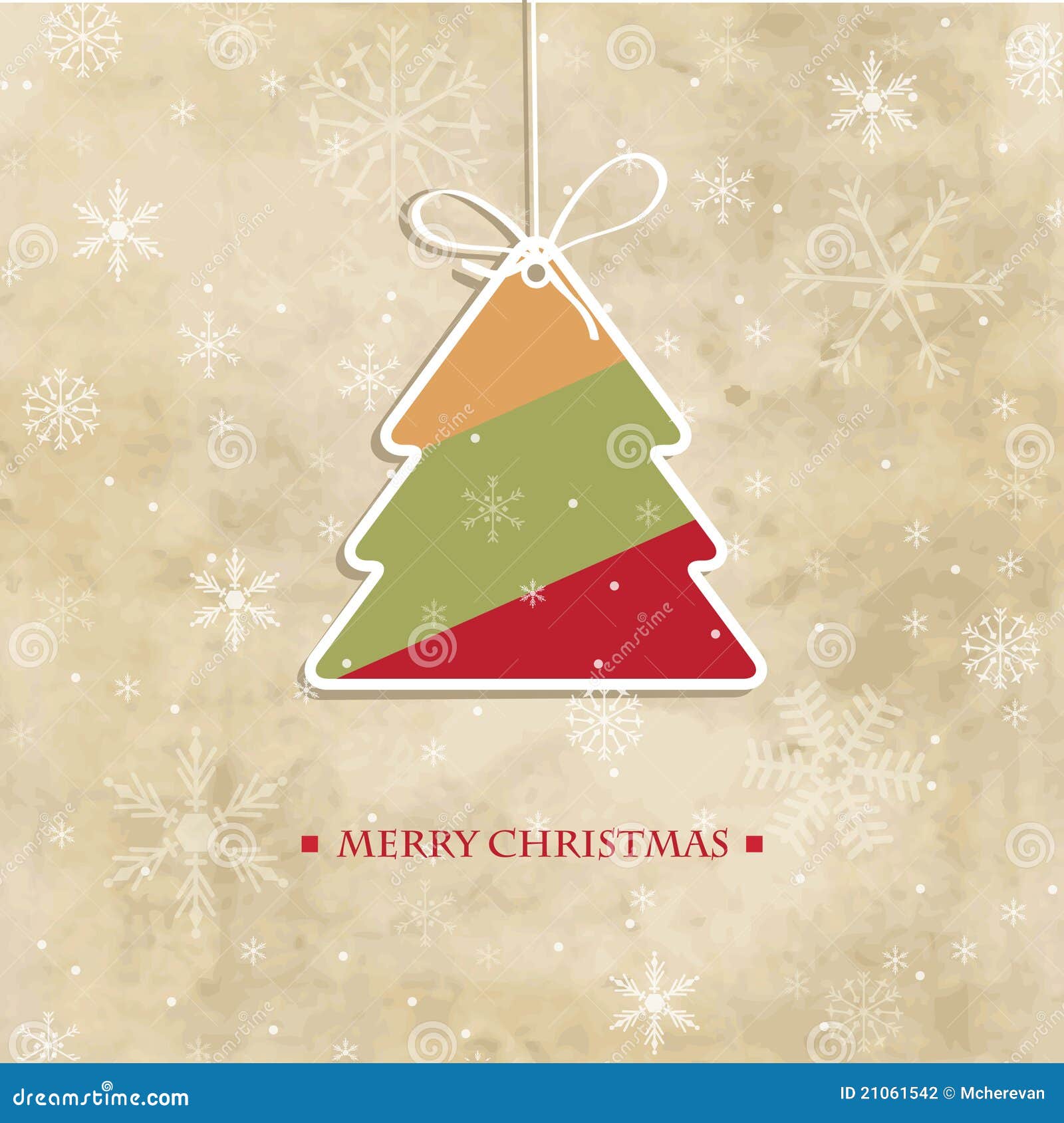 Vintage Greeting Card with Christmas Tree Stock Illustration ...