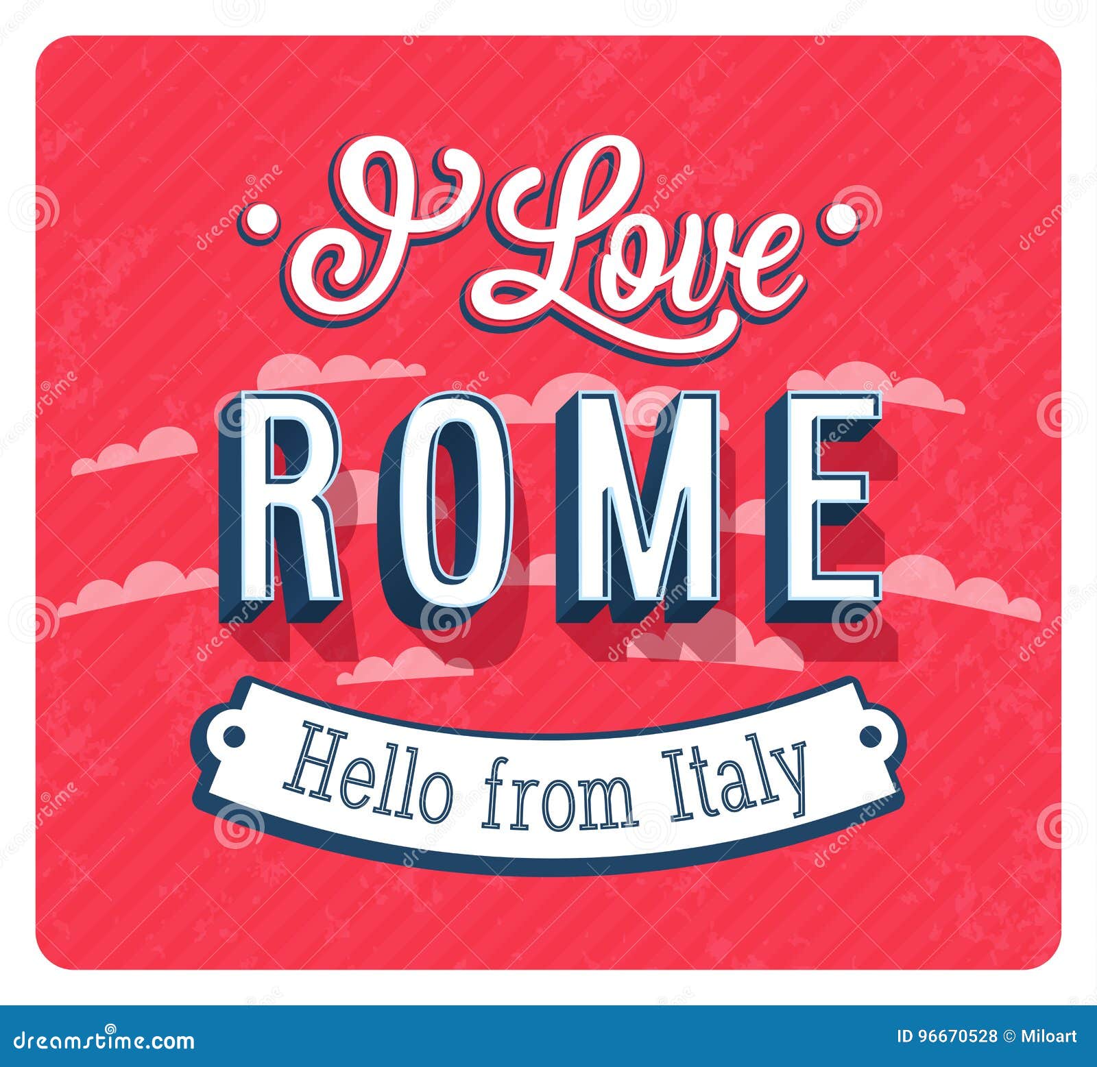 Vintage Greeting Card from Rome - Italy. Stock Vector - Illustration of ...