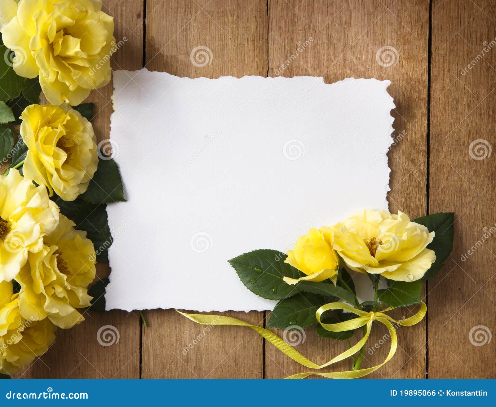 Vintage Greeting Card with Yellow Roses Stock Photo - Image of holiday ...