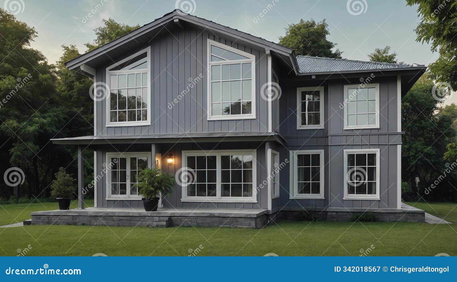 Vintage Grey Theme House with Square Windows for Backg Ai Generated ...