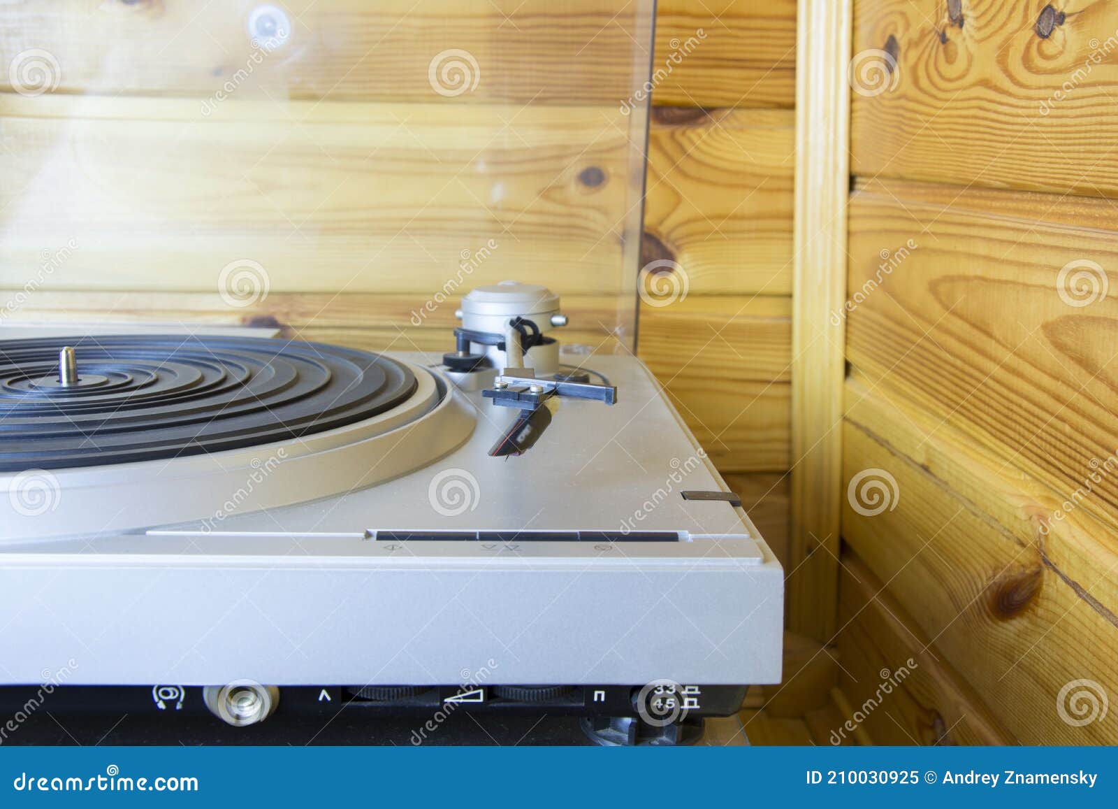 Vintage Grey Vinyl Record Player Disc Player on the Table Stock Image ...