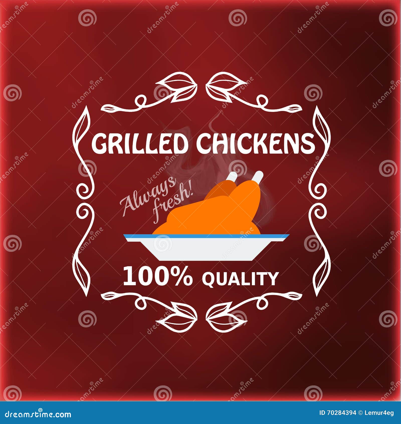 Vintage Grilled Chickens Signage Stock Vector - Illustration of cafe ...