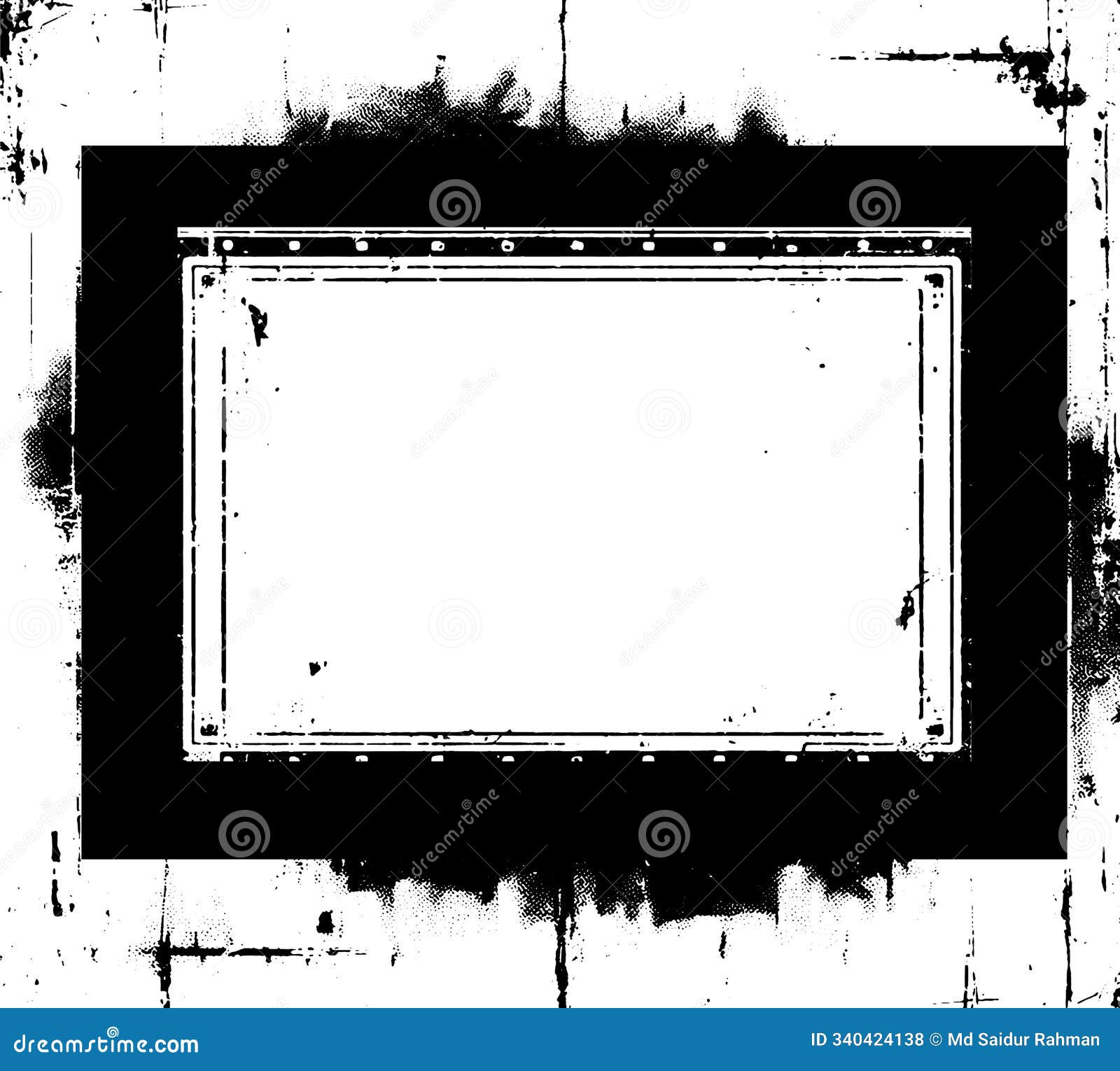 A Grunge Black and White Grunge Frame with a White Background, a Square ...