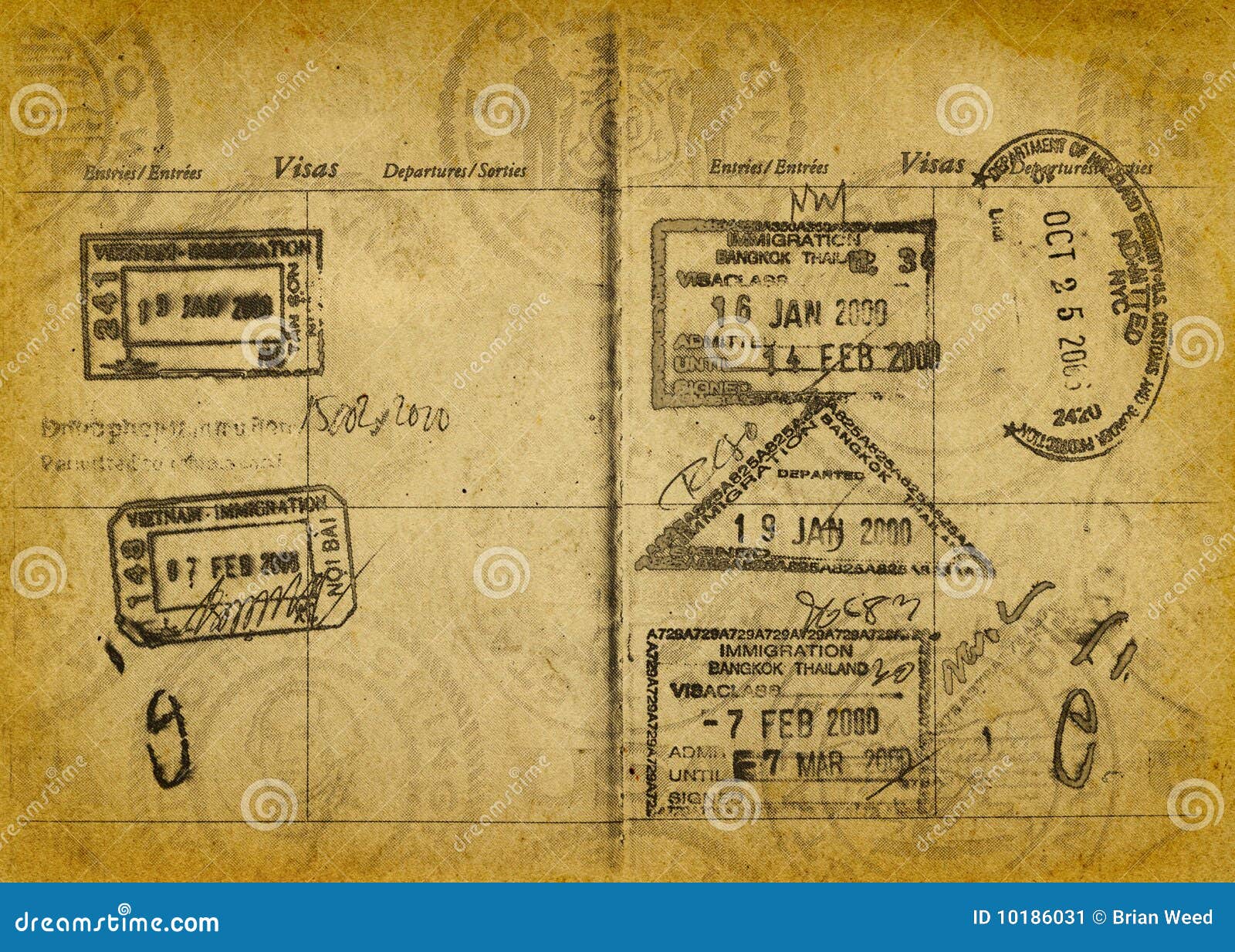 Vintage Passport With Stamps And World Map Details. Royalty-Free Stock ...