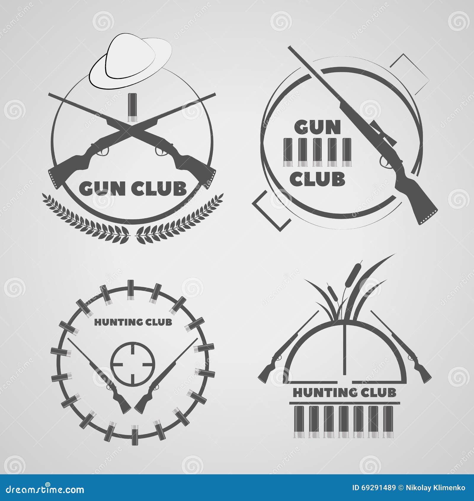 Vintage Gun Club Labels Emblems and Design Elements Eps 10 Stock Vector ...
