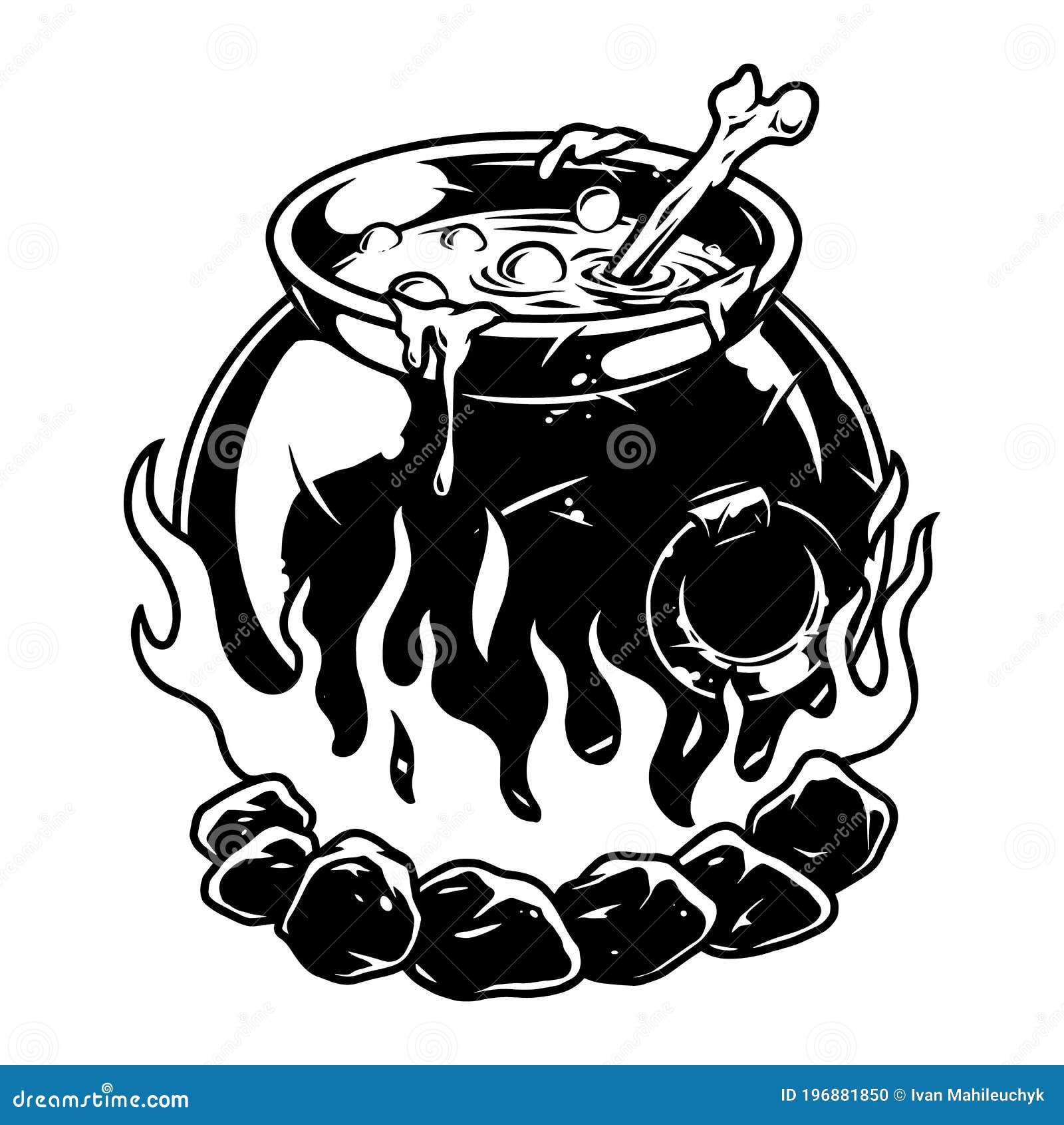 Vintage Halloween Concept of Cauldron Stock Vector - Illustration of ...
