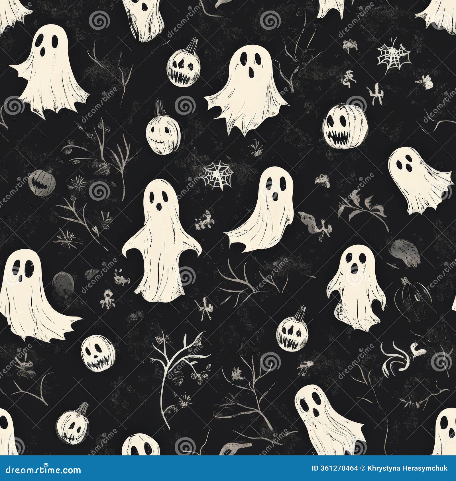 A Vintage Halloween Ghost Pattern with Old-fashioned Victorian-style ...