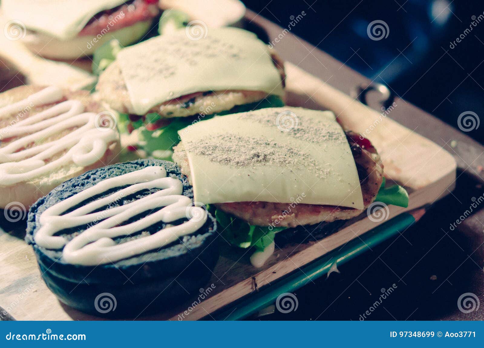 Vintage hamburger stock image. Image of snack, lunch - 97348699