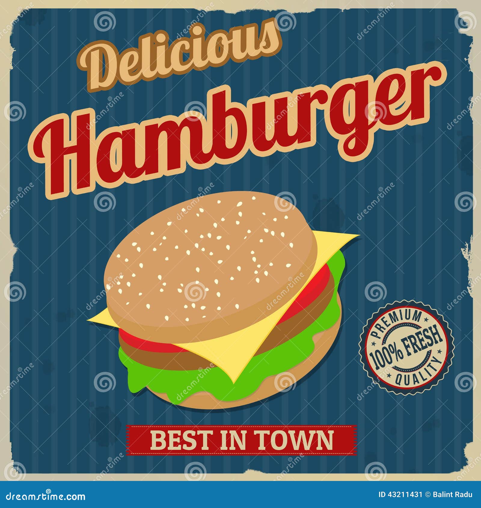 Vintage Hamburger Poster Design Stock Vector - Image: 43211431