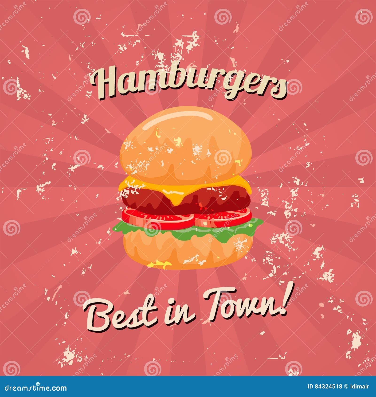 Vintage Hamburger Poster Vector Stock Vector - Illustration of lunch ...
