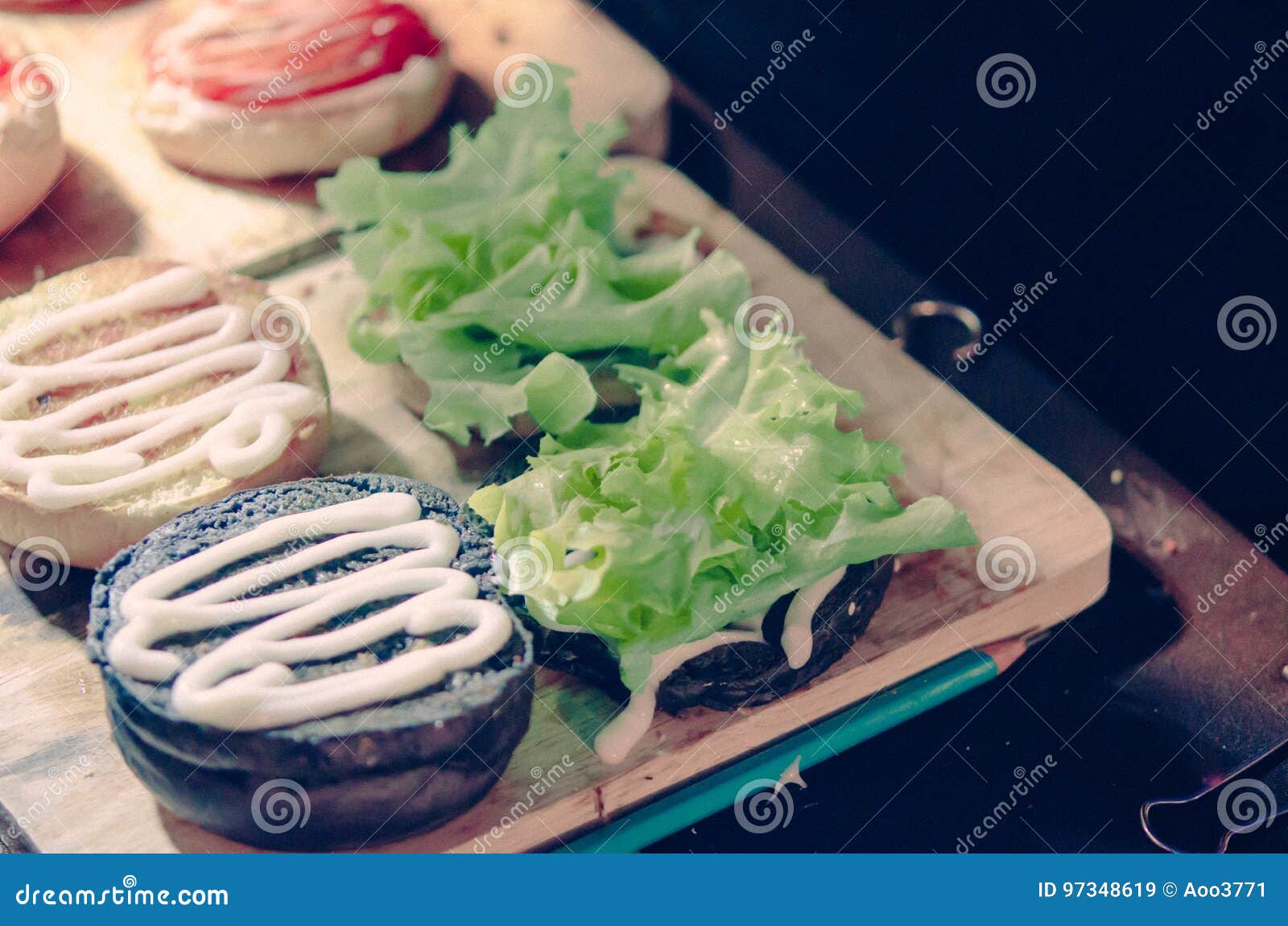 Vintage hamburger stock image. Image of banner, cafe - 97348619