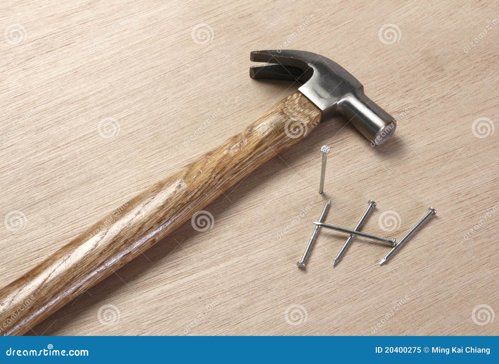 Vintage hammer with nails stock image. Image of metal - 20400275
