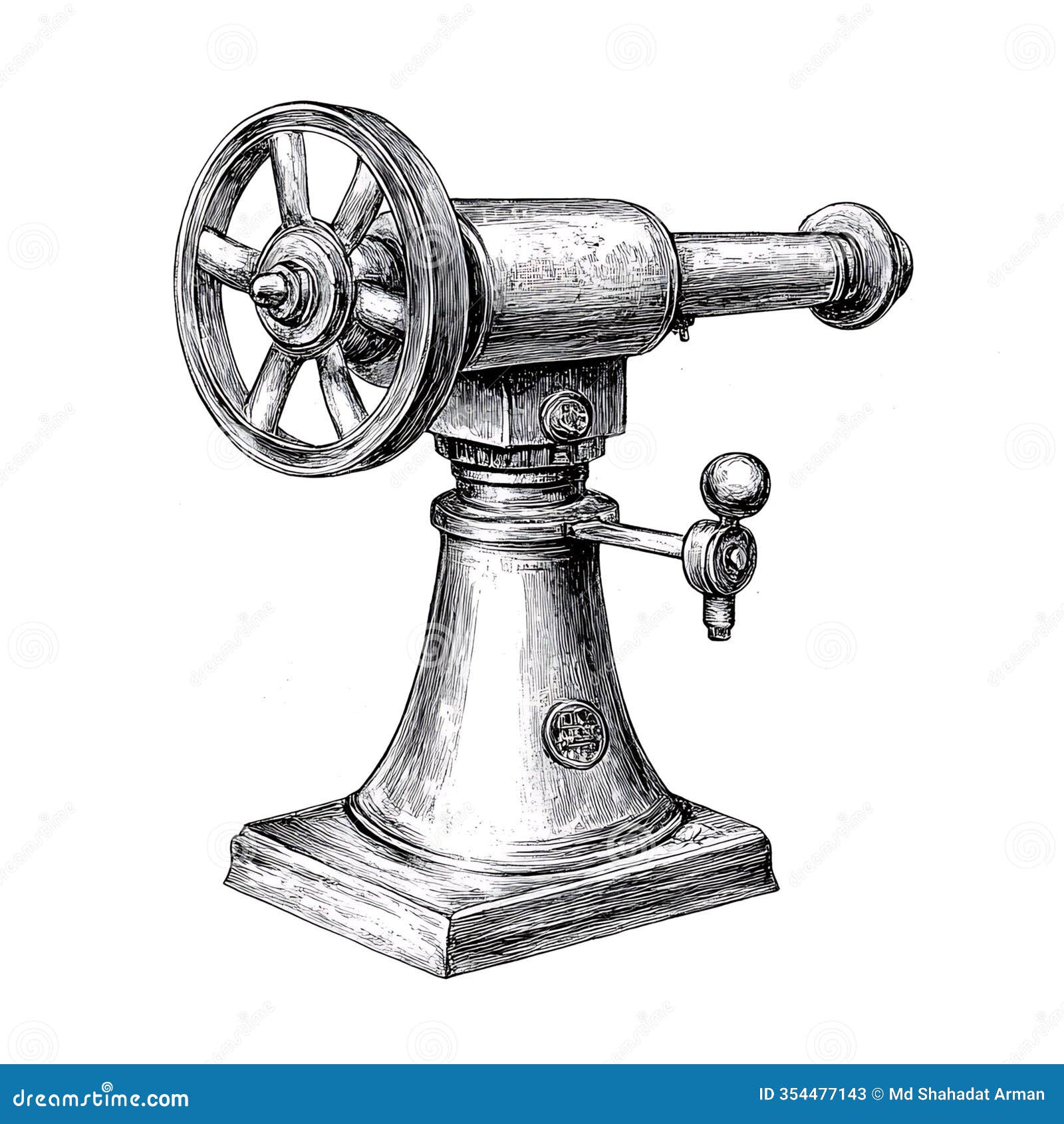 Vintage Hand-crank Mechanism Drawing Stock Illustration - Illustration ...
