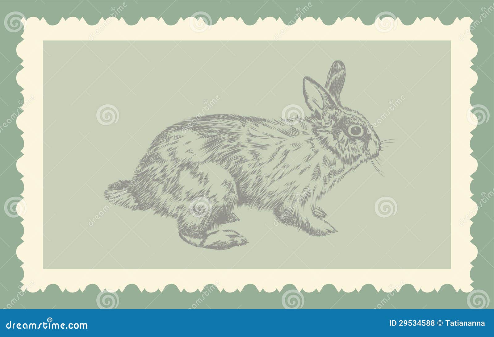 Vintage Hand Drawing Rabbit Stock Vector - Illustration of background ...